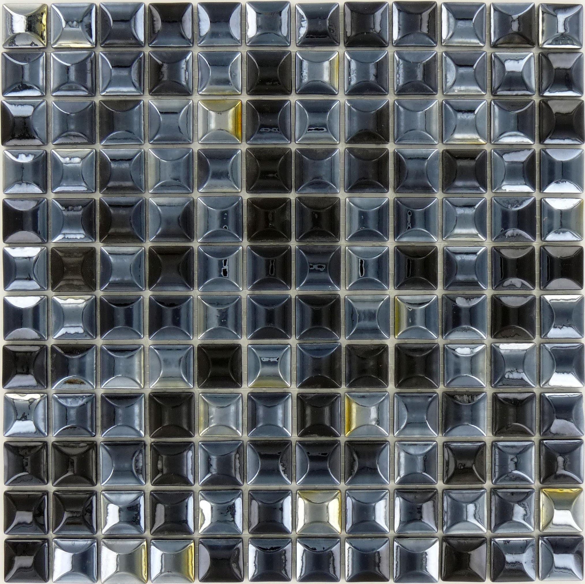 Black Glass Mosaic Wall Tiles For Bathroom, Backsplash Or Kitchen