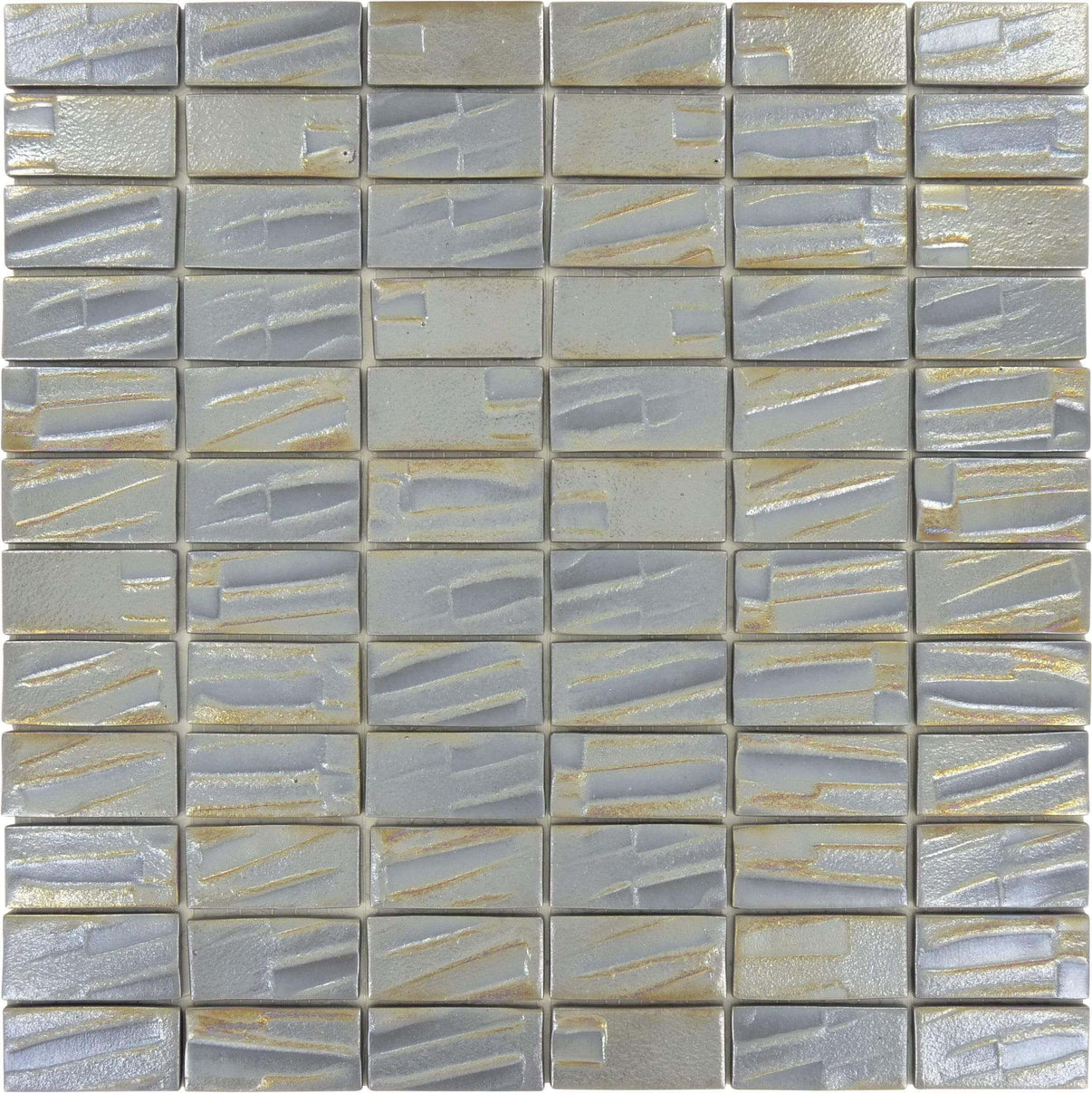 Vidrepur Galaxy Silver Brick 1" x 2" Glossy & Iridescent Glass Tile 095658M