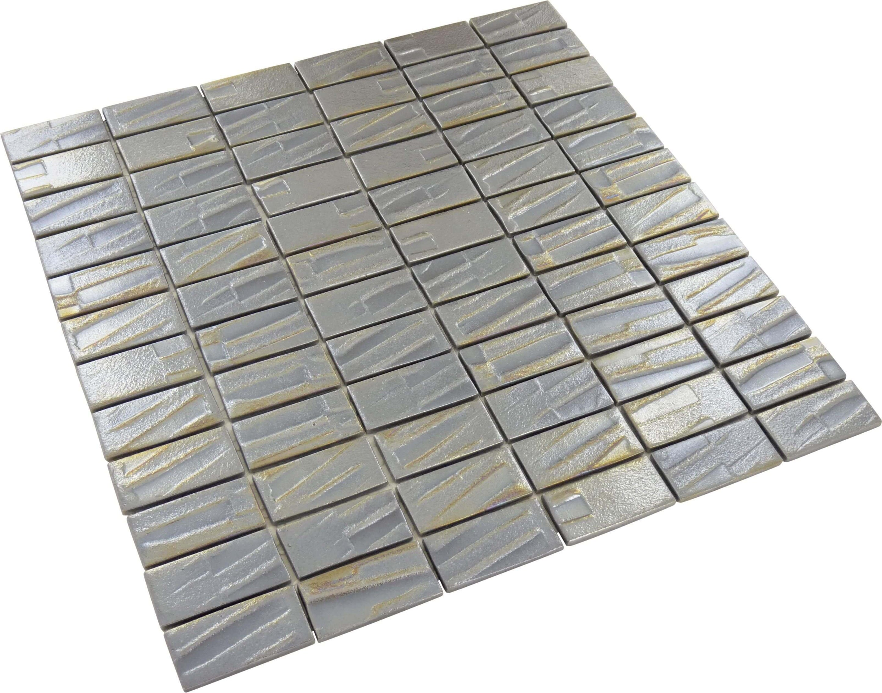 Vidrepur Galaxy Silver Brick 1" x 2" Glossy & Iridescent Glass Tile 095658M