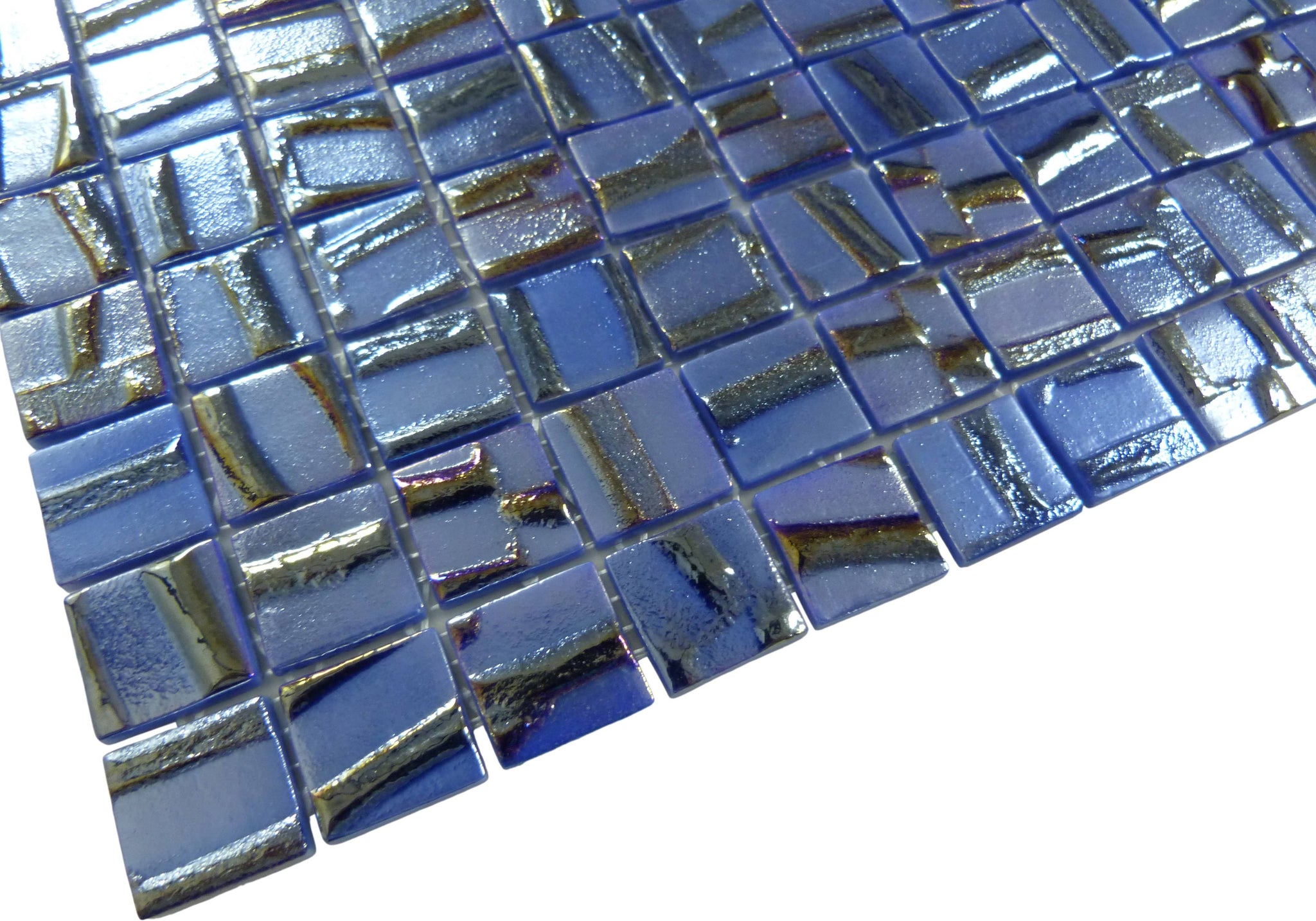 Vidrepur Moon Deep Blue 1" x 1" Glossy & Iridescent Glass Tile 093662M