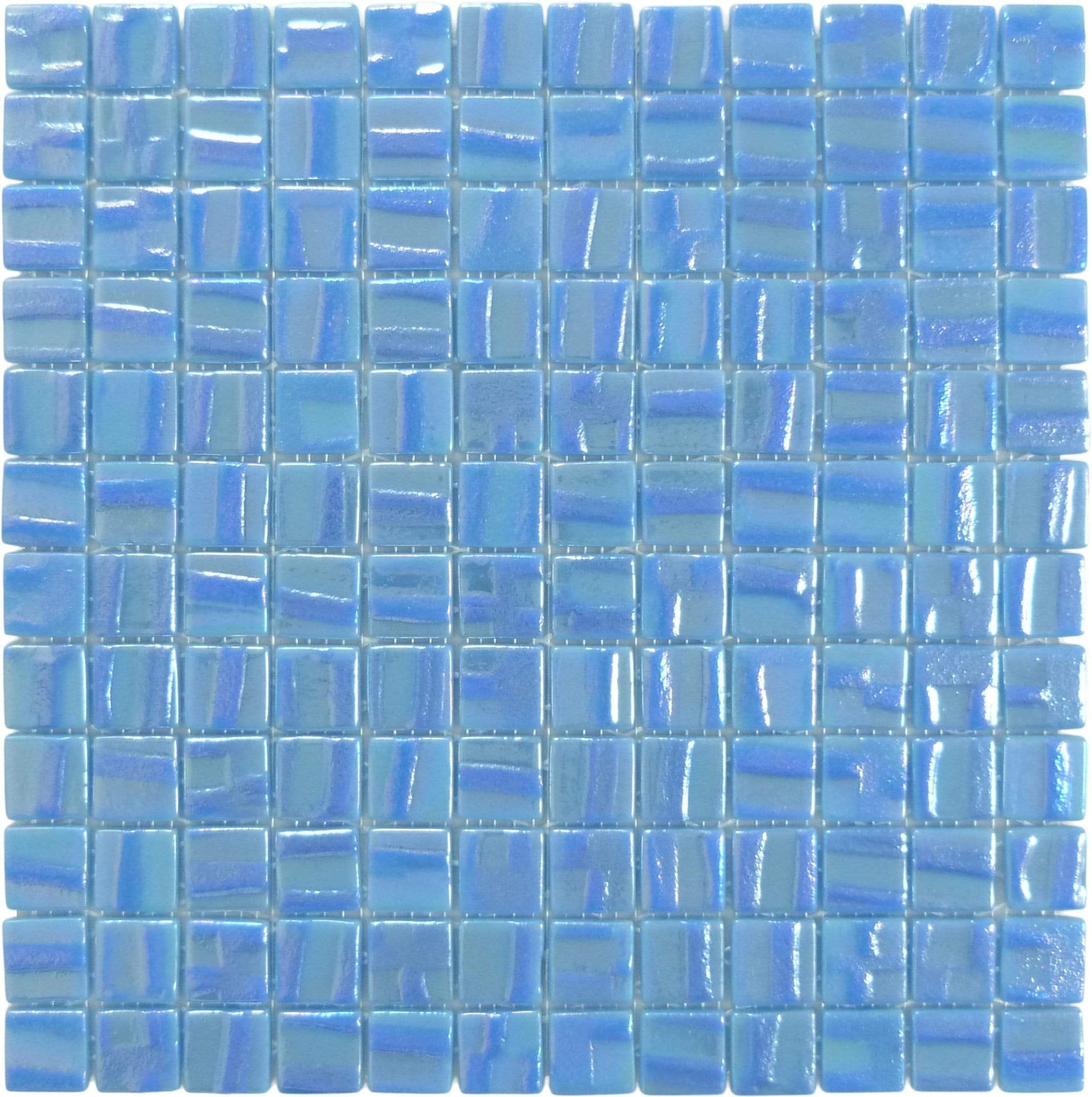 Vidrepur Moon Neptune Blue 1" x 1" Glossy & Iridescent Glass Tile 093656M