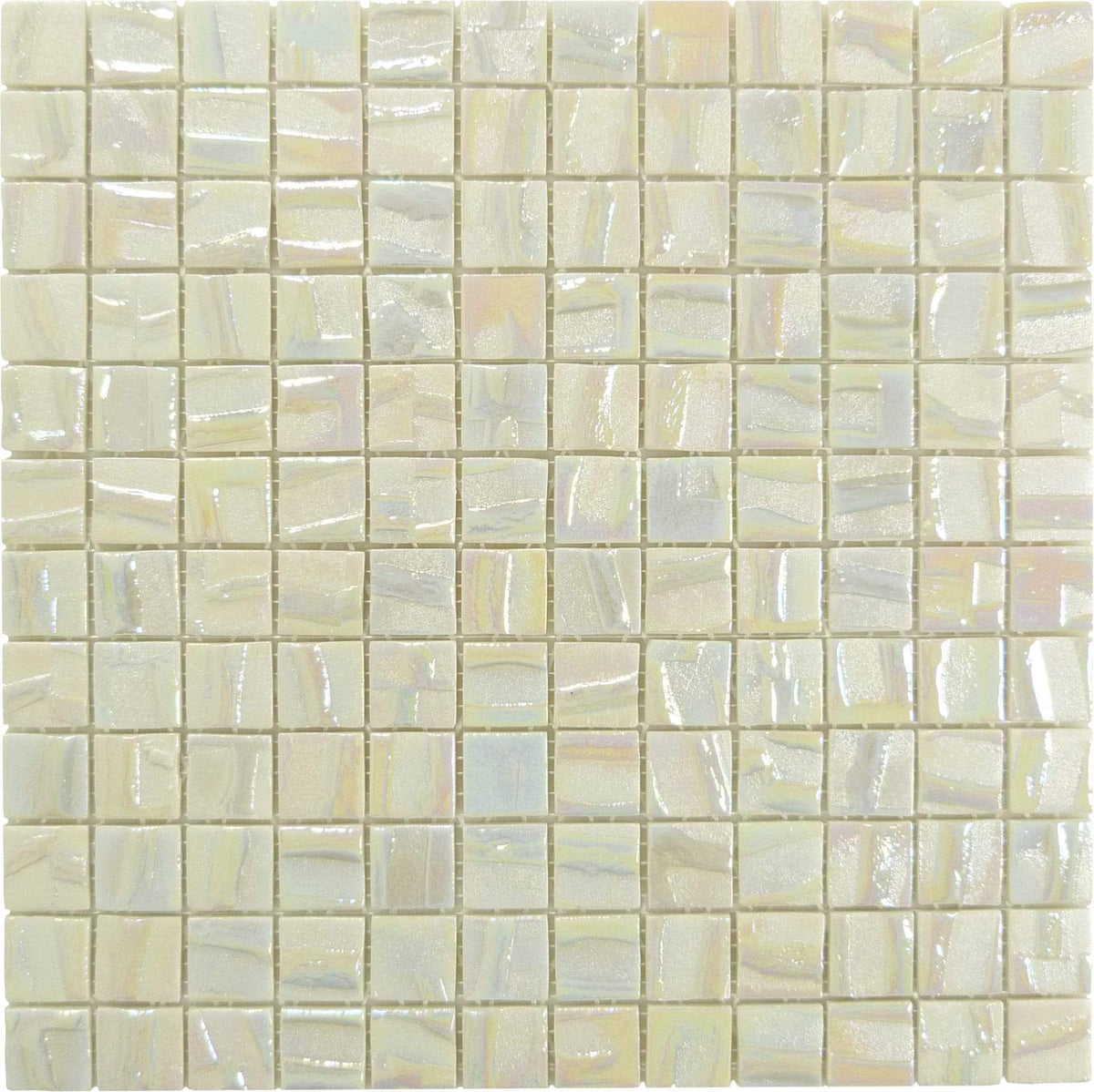 Moon Venus White 1"x1" Glossy Iridescent Glass Tile | Oasis