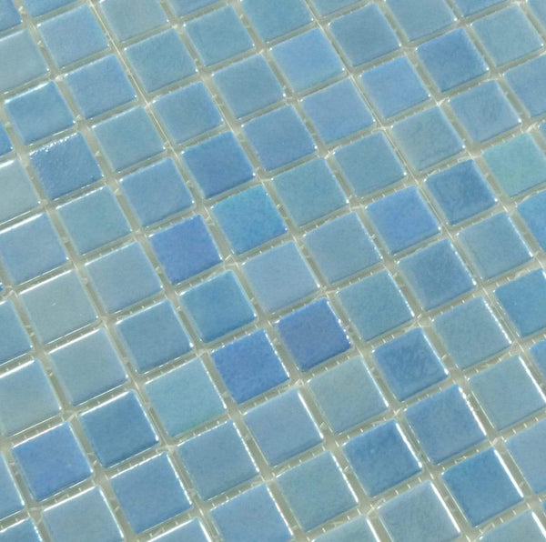 Vidrepur Shell Air Blue 1" x 1" Glossy & Iridescent Glass Tile 093551M