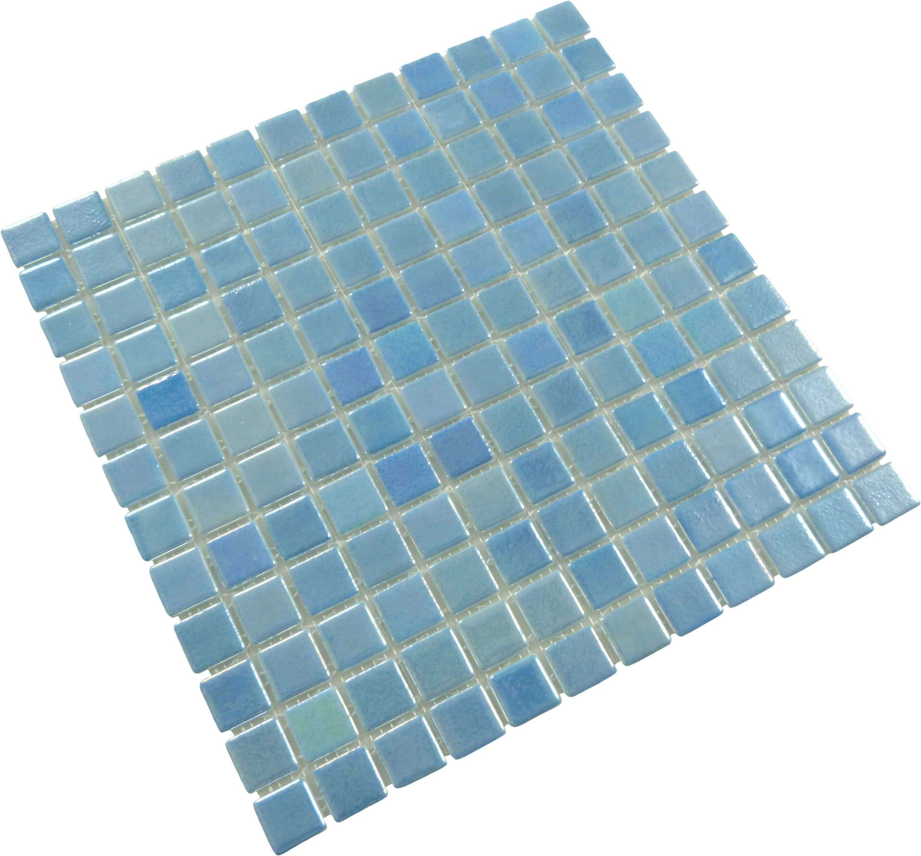 Vidrepur Shell Air Blue 1" x 1" Glossy & Iridescent Glass Tile 093551M