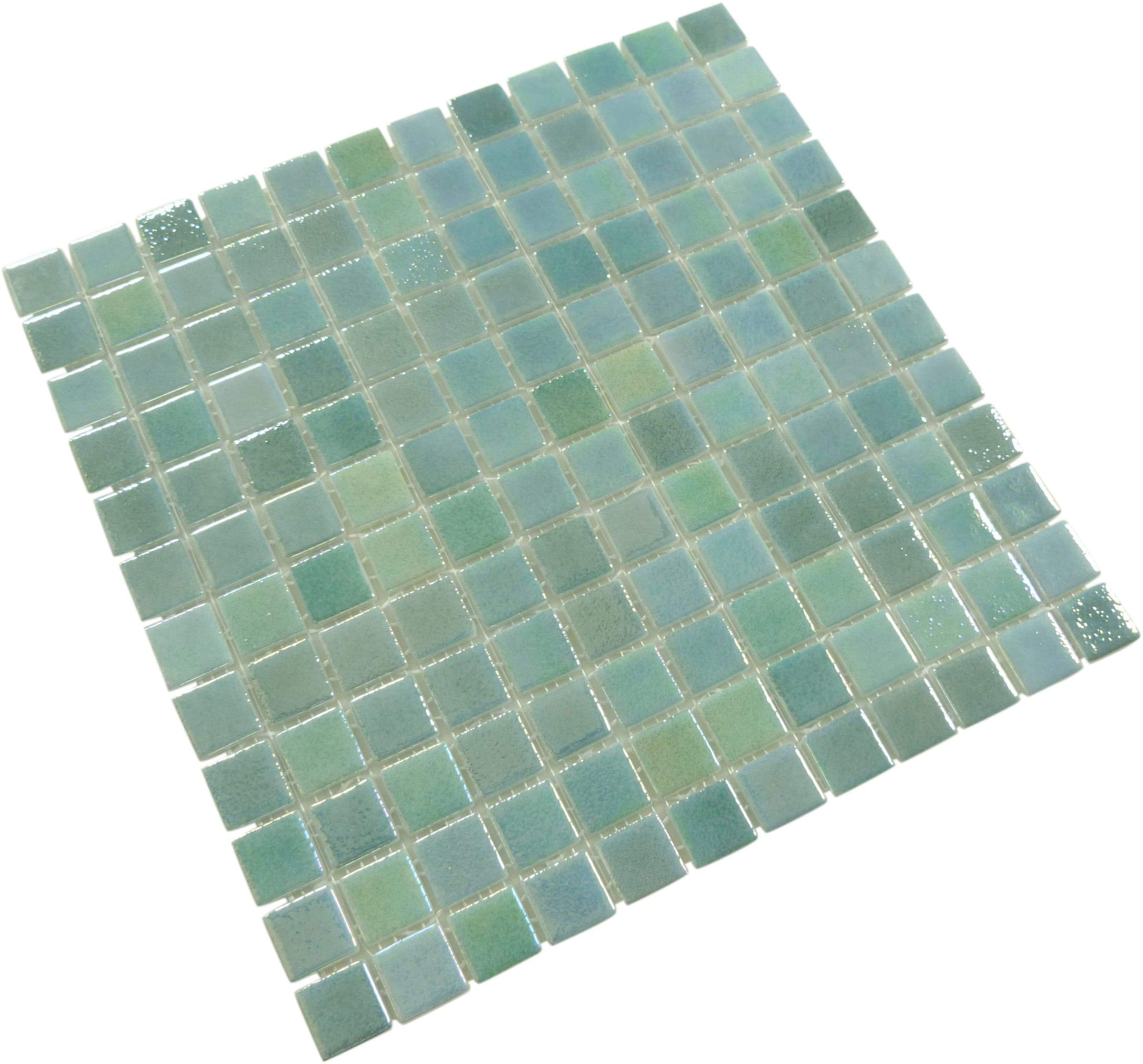 Vidrepur Shell Crystal Green 1" x 1" Glossy & Iridescent Glass Tile 093553M