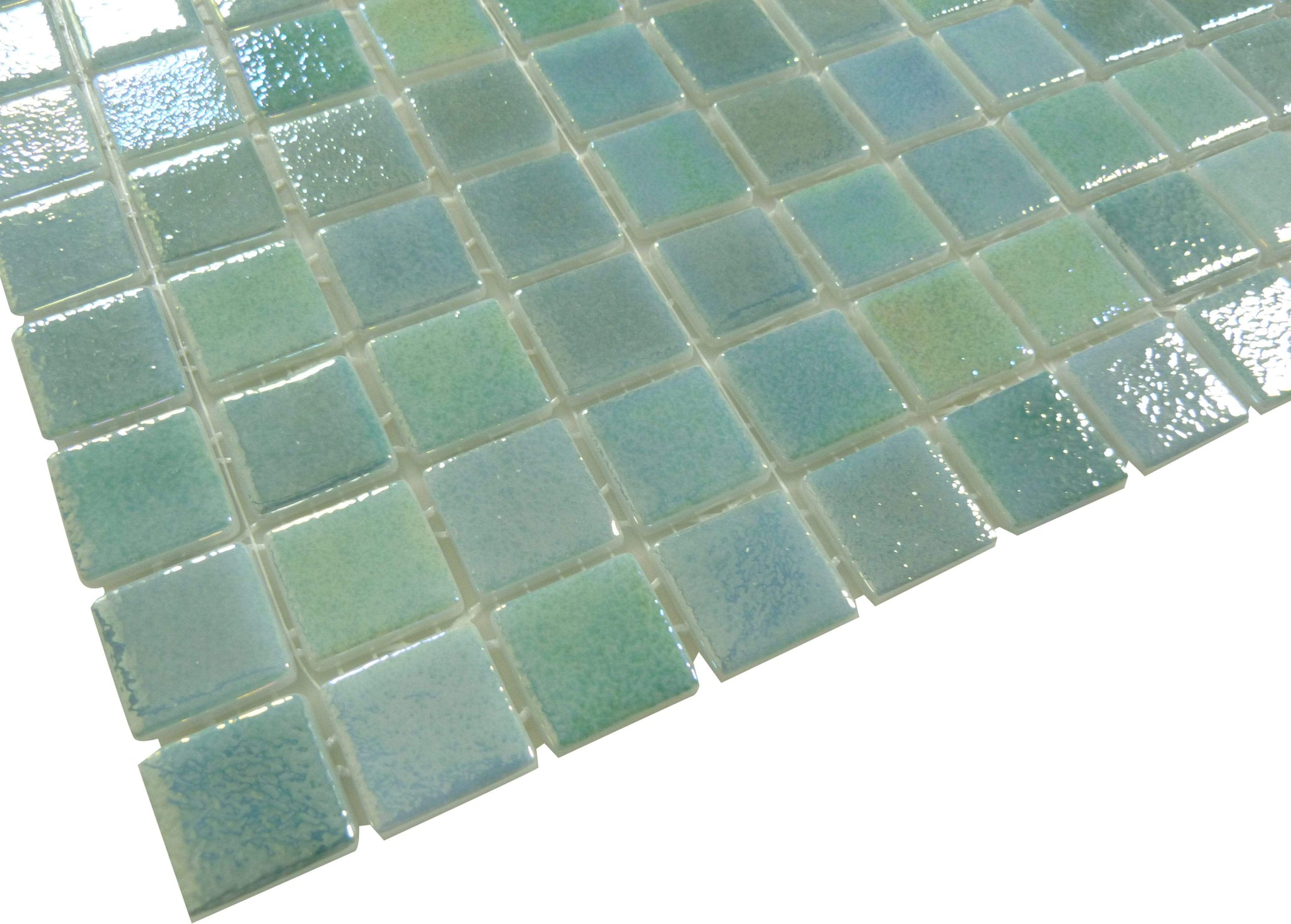 Vidrepur Shell Crystal Green 1" x 1" Glossy & Iridescent Glass Tile 093553M