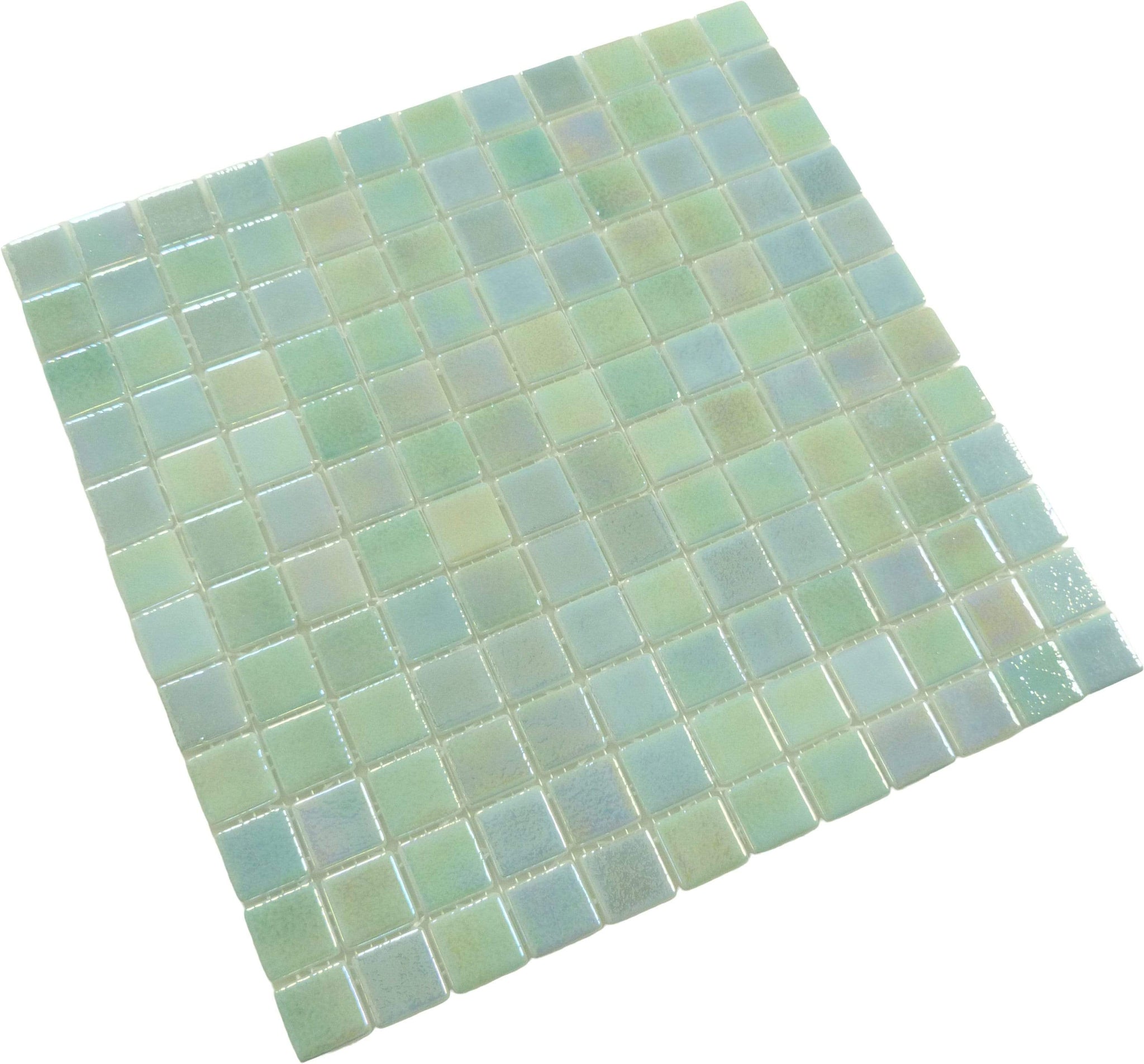 Vidrepur Shell Mystic Green 1" x 1" Glossy & Iridescent Glass Tile 093554M