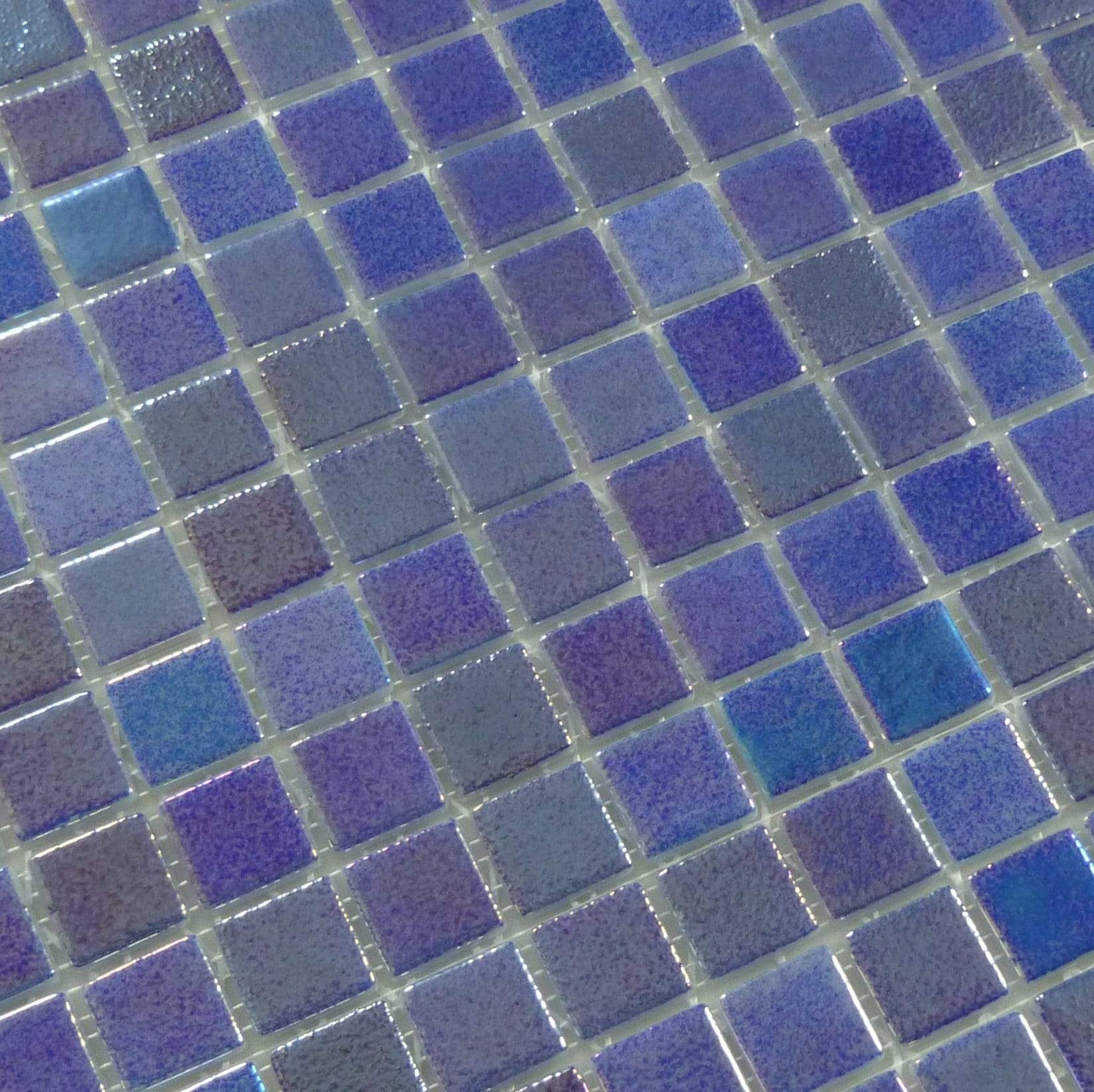 Vidrepur Shell Saphire Blue 1" x 1" Glossy & Iridescent Glass Tile 093555M