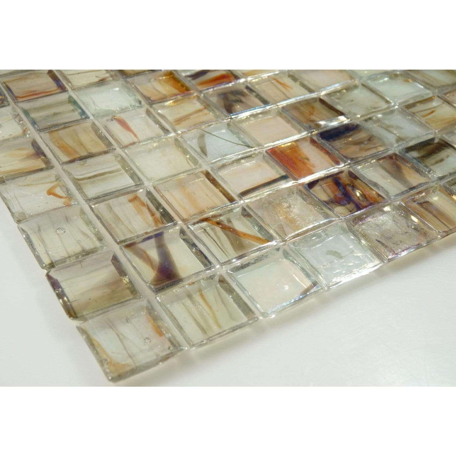 Hirsch 1'' x 1'' Brown Glass Square Tile Glossy Iridescent JI1991