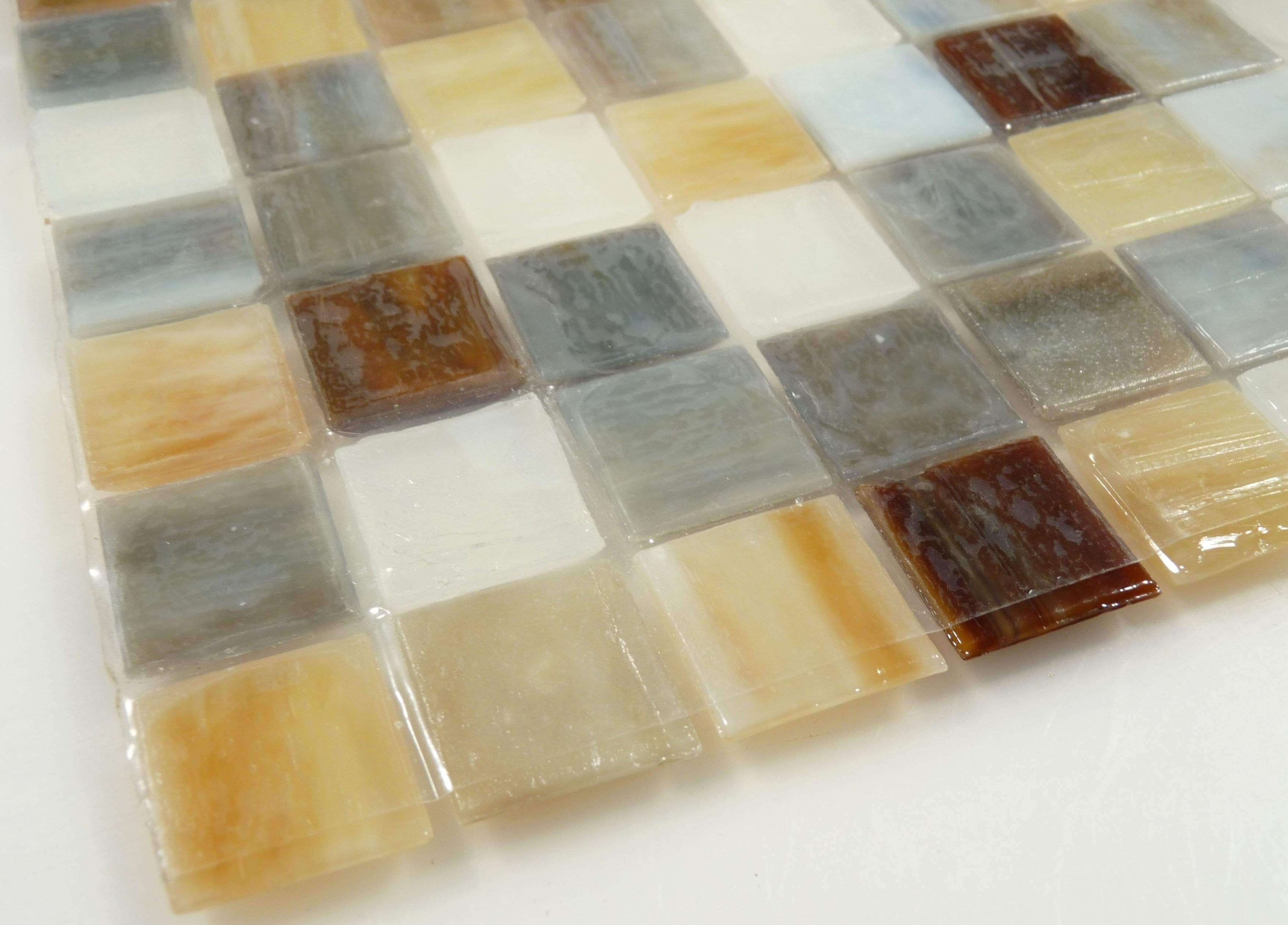 Hirsch 1'' x 1'' Grey Glass Square Tile Glossy Frosted JM2024
