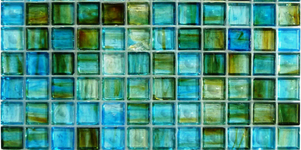 Hirsch 1'' x 1'' Turquoise Glass Square Tile Glossy J00270
