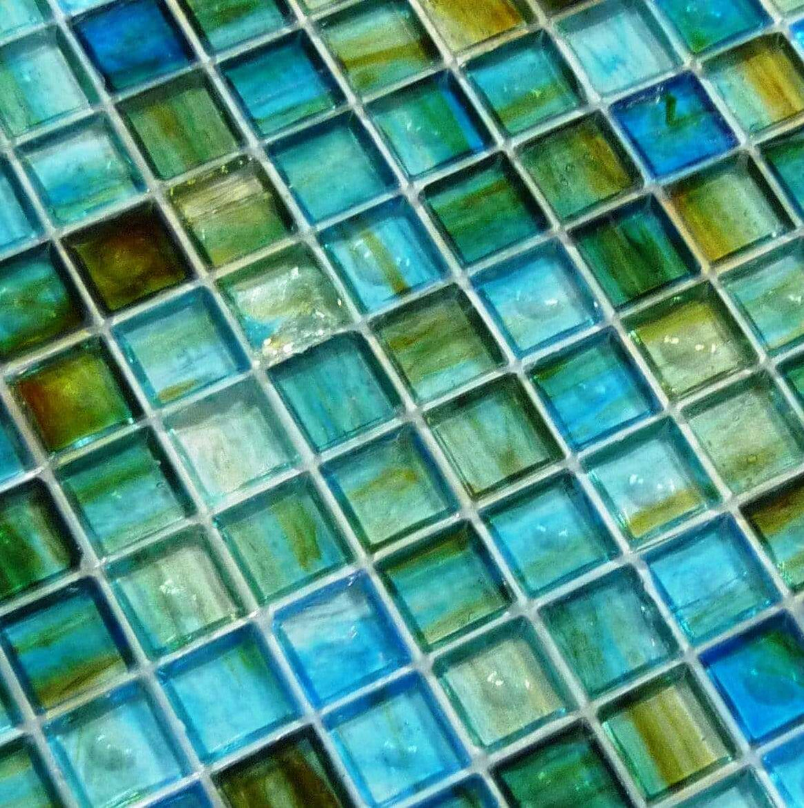 Hirsch 1'' x 1'' Turquoise Glass Square Tile Glossy J00270