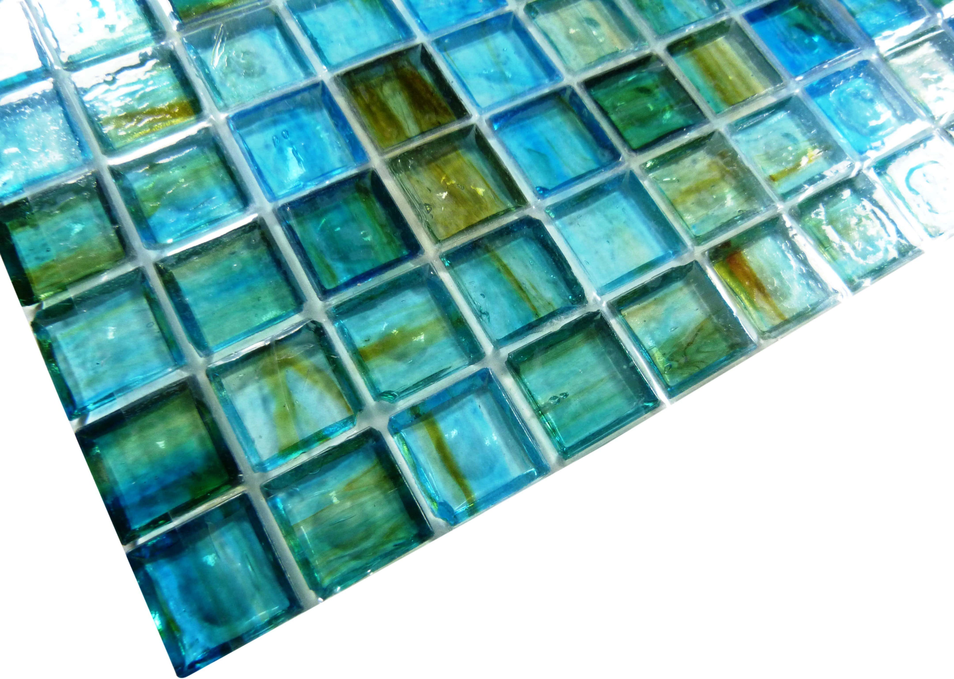 Hirsch 1'' x 1'' Turquoise Glass Square Tile Glossy J00270