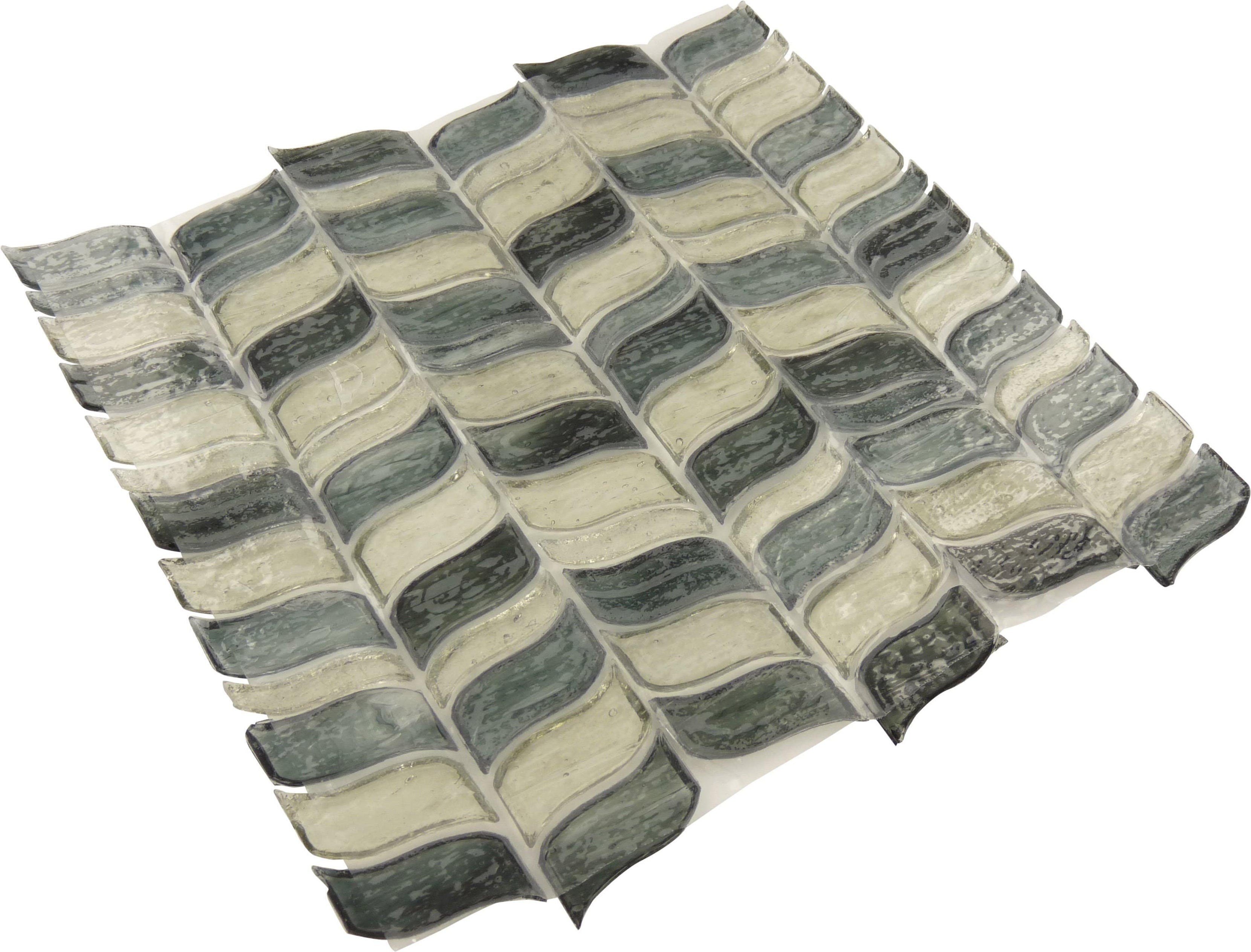 Hirsch Glass Seceret Garden 1" x 2" Grey Glossy Glass Tile SN0005