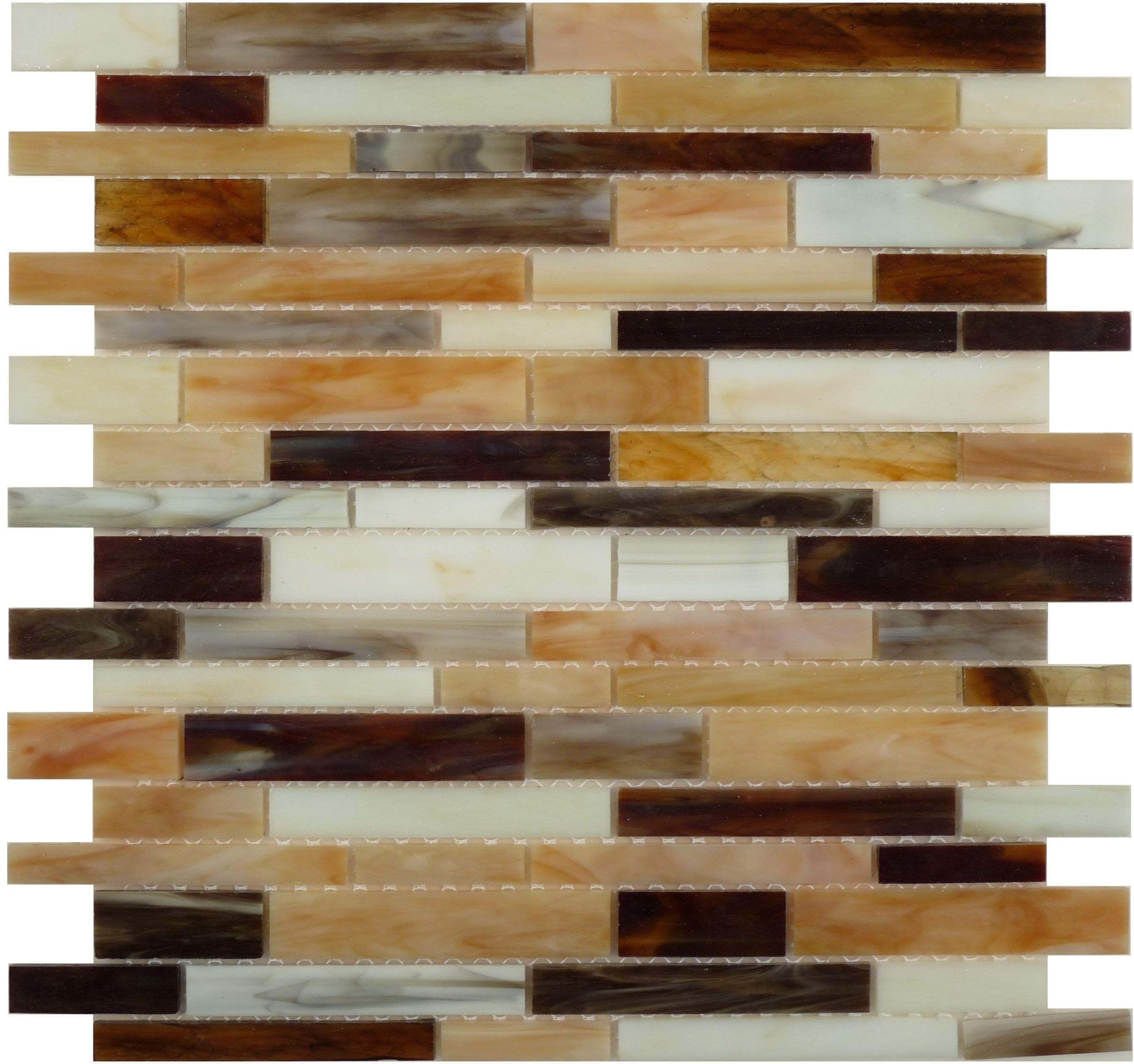 Hirsch Random Bricks Bronze Copper Glass Random Bricks Tile Glossy JSM220