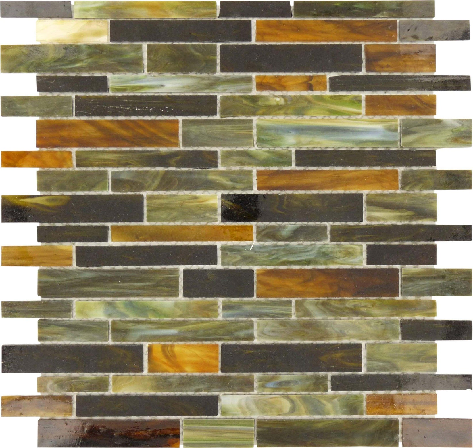 Green Random Brick Glossy Glass Tile: SM222 | Shop Oasis