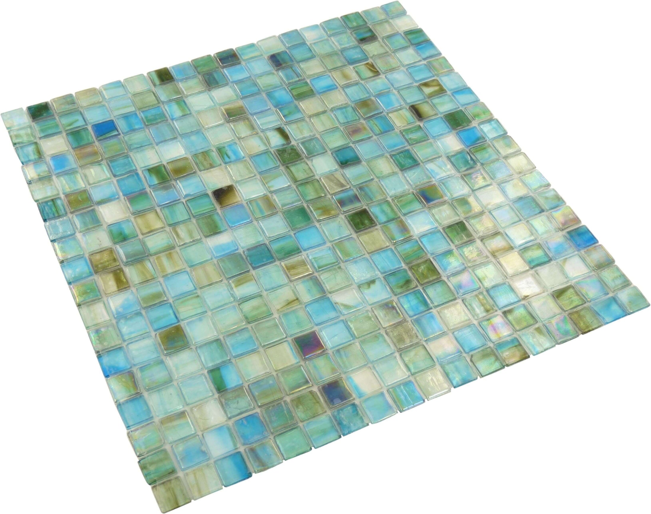 Turquoise 5/8X5/8 Glossy & Iridescent Glass Tile | Oasis