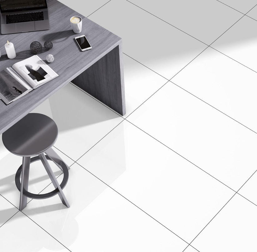 Plain White 12x24 Polished Porcelain Tile | Oasis Tile