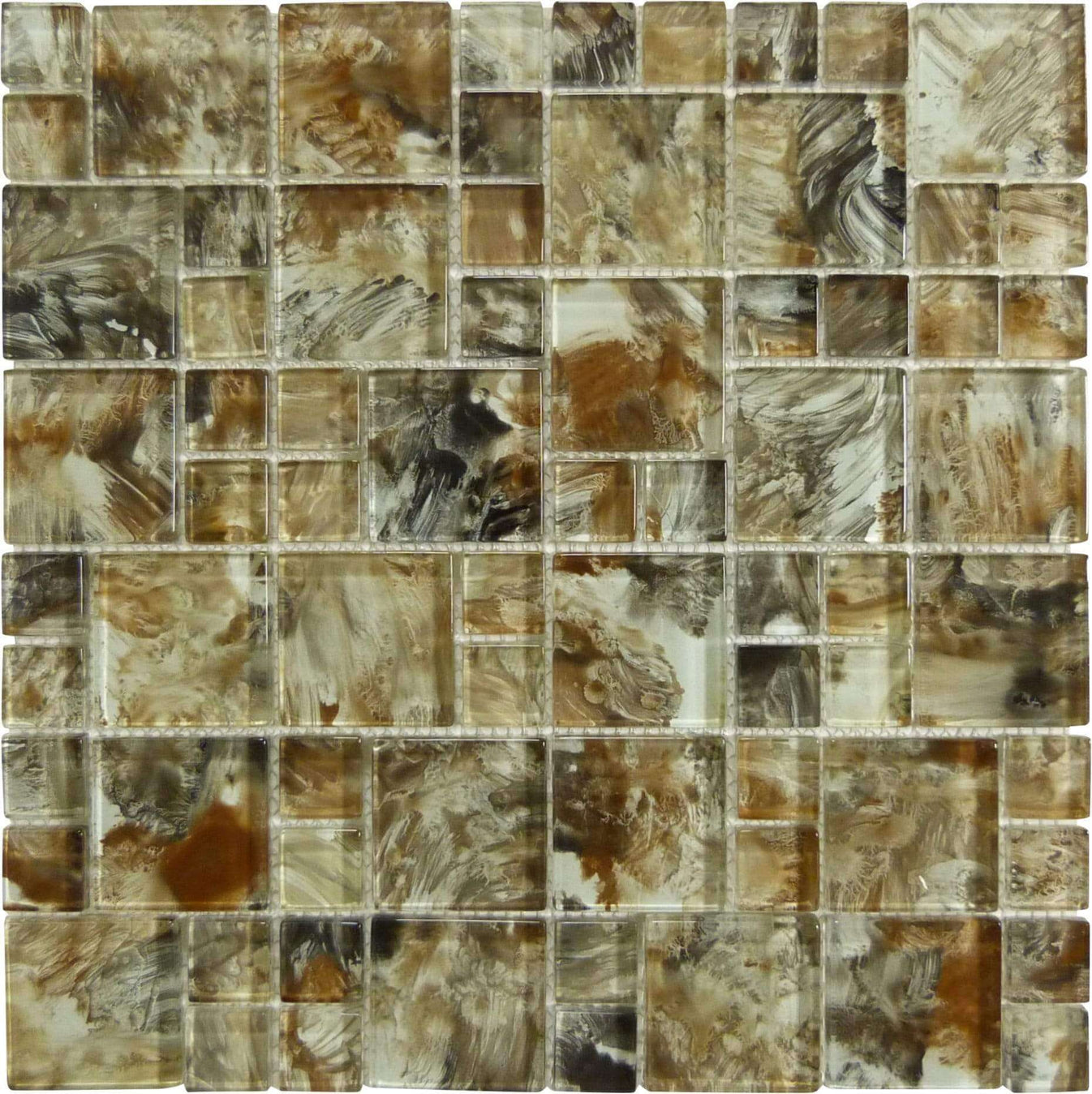 Aqua Art Michelangelo Earth Brown Mix Glossy Glass Pool Tile MA102BRWN1212