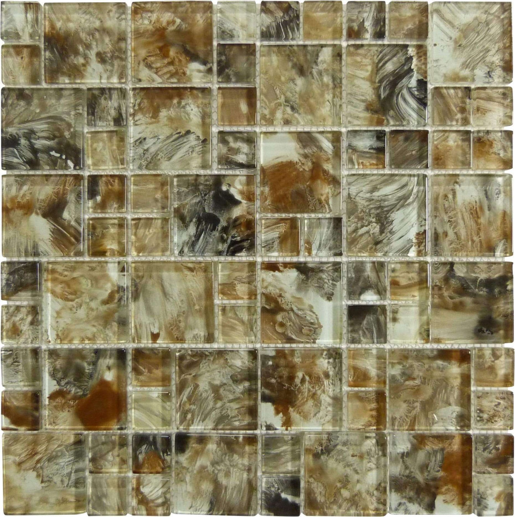 Aqua Art Michelangelo Earth Brown Mix Glossy Glass Pool Tile MA102BRWN1212