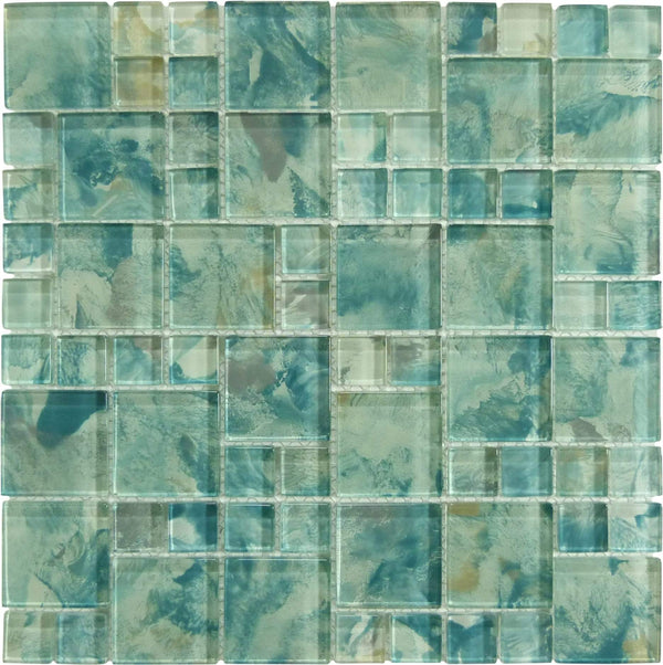 Aqua Art Michelangelo Turquoise Mix Glossy Glass Pool Tile MA103TURQ1212