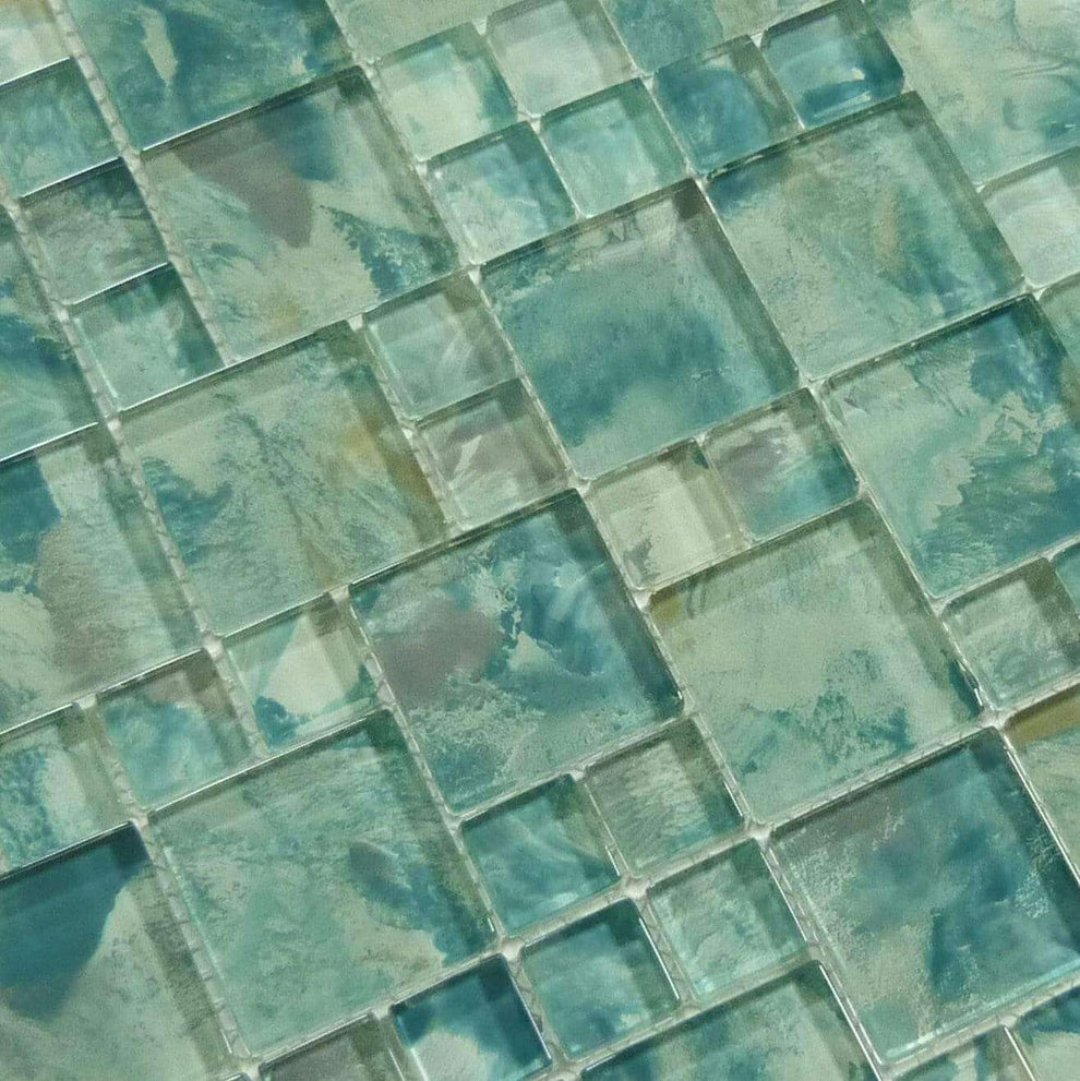 Aqua Art Michelangelo Turquoise Mix Glossy Glass Pool Tile MA103TURQ1212