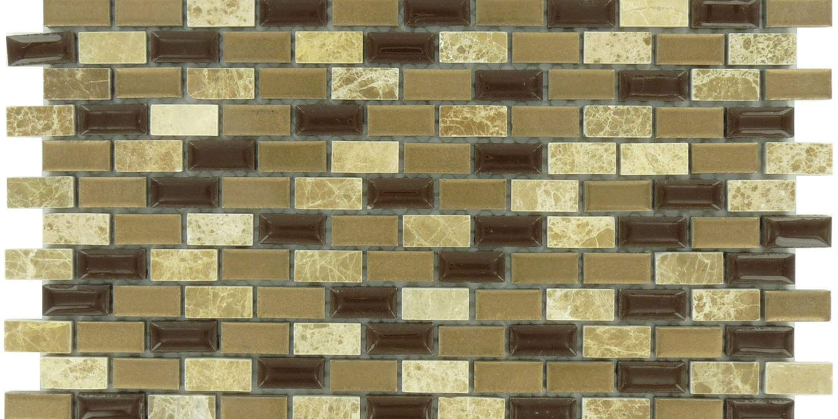 1/2'' x 1'' Brown Stone Porcelain Uniform Brick Tile Glossy PBS-05