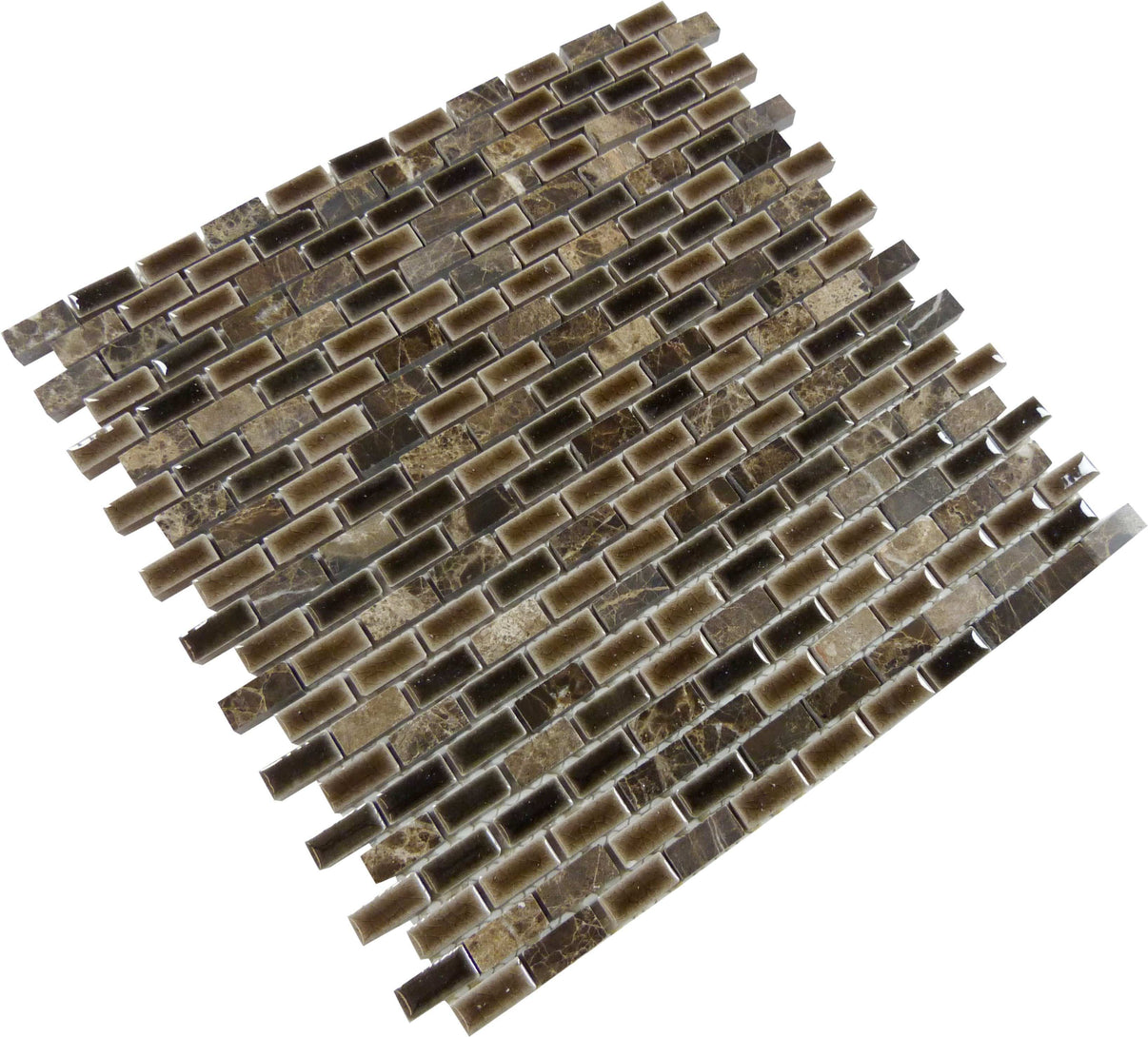 1/2'' x 1'' Brown Stone Porcelain Uniform Brick Tile Glossy PBS-07