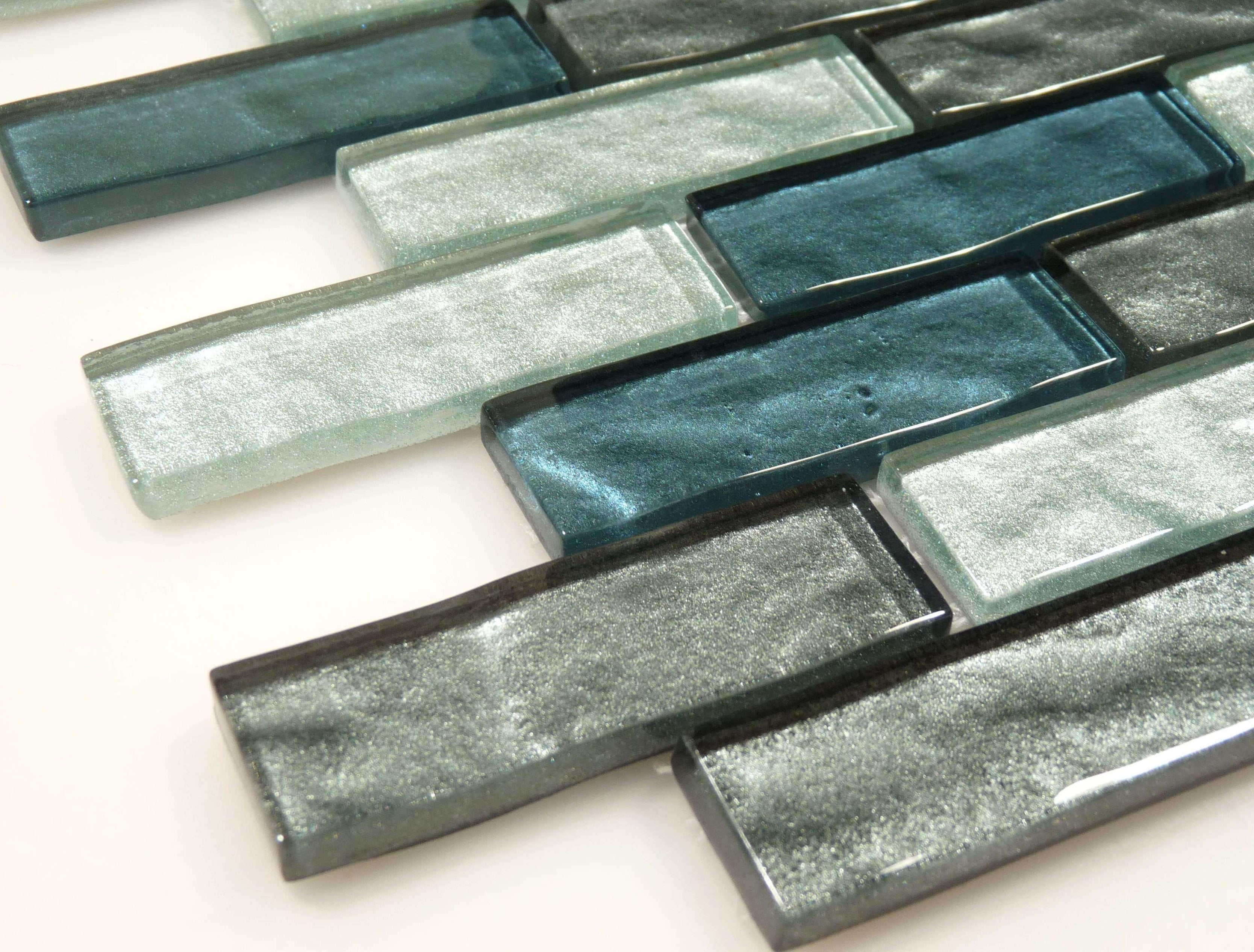 1'' x 3'' Grey Glass Uniform Brick Tile Glossy IMP08