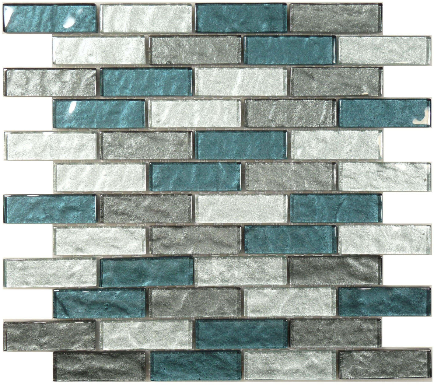 1'' x 3'' Grey Glass Uniform Brick Tile Glossy IMP08