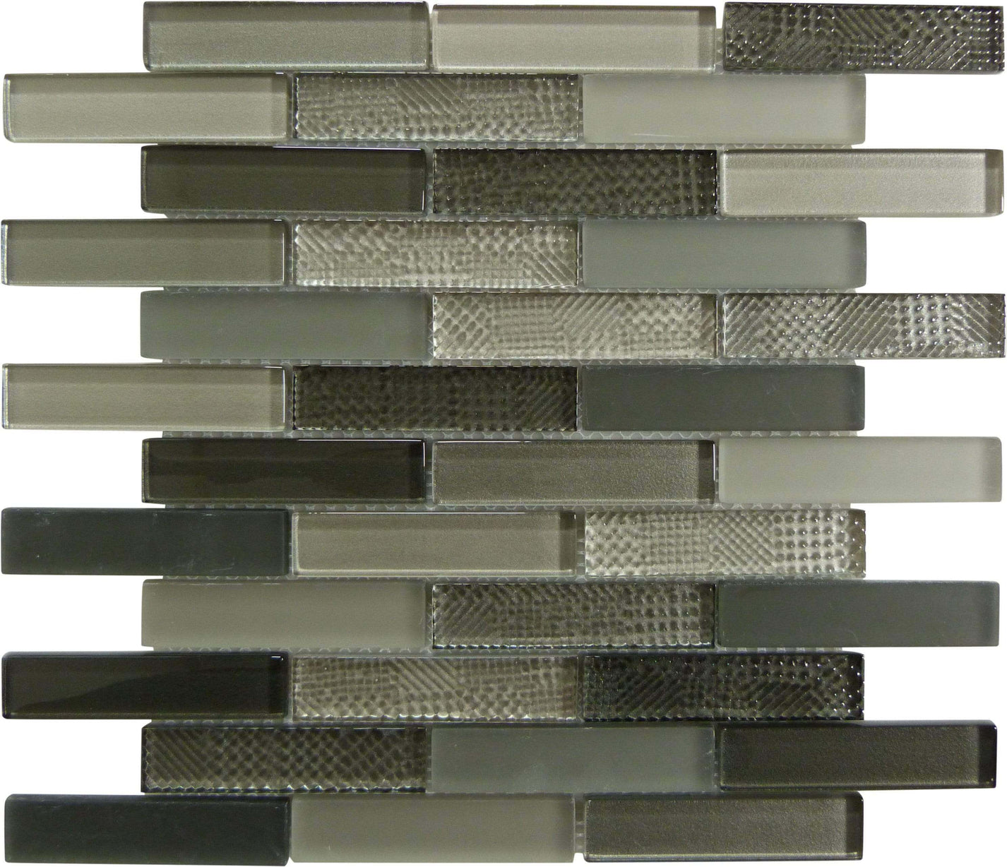 1'' x 4'' Grey Glass Uniform Brick Tile Glossy Frosted GTS142