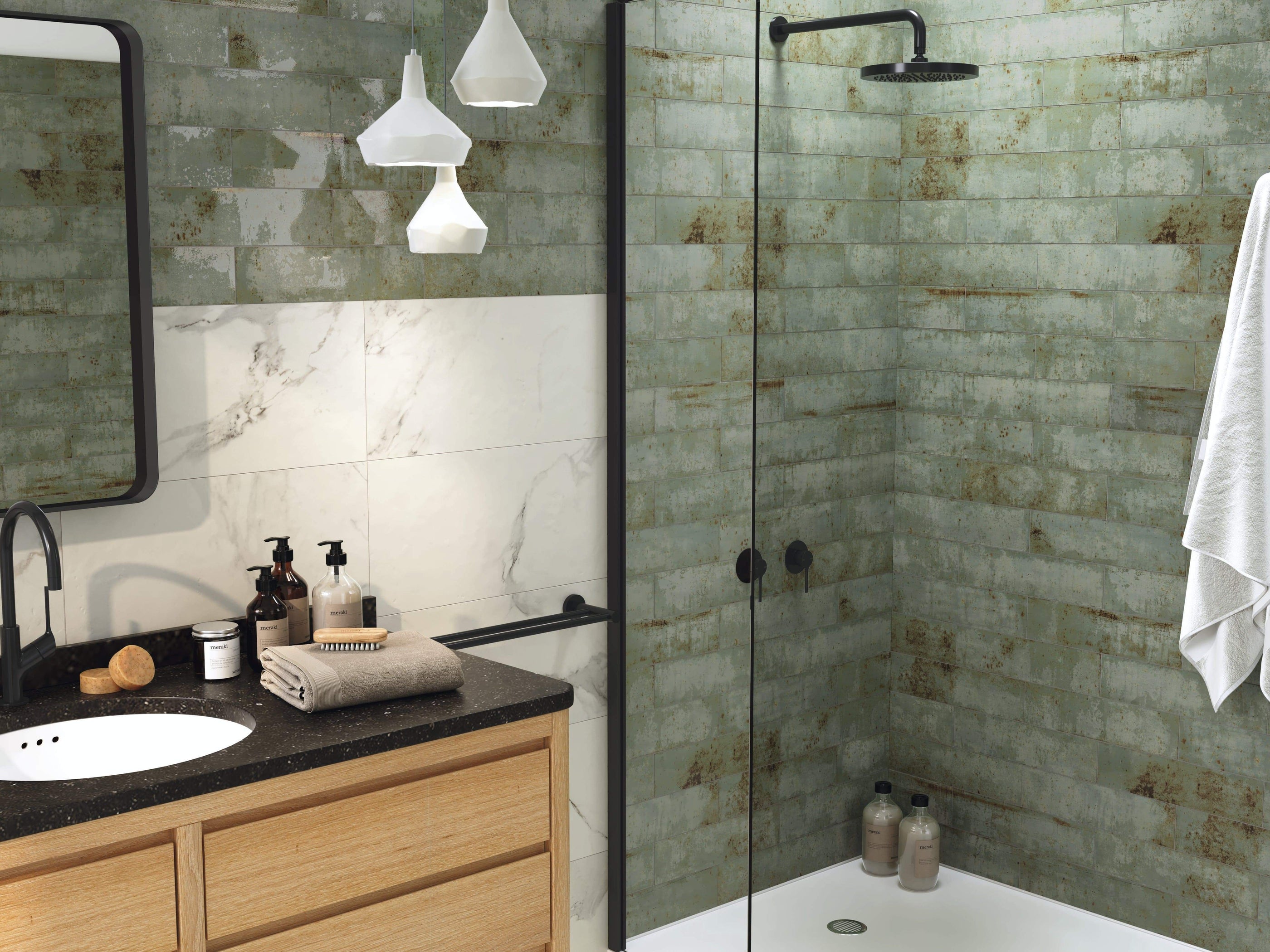 Moss Floor Green 4x16 Ceramic Glossy Subway Tile