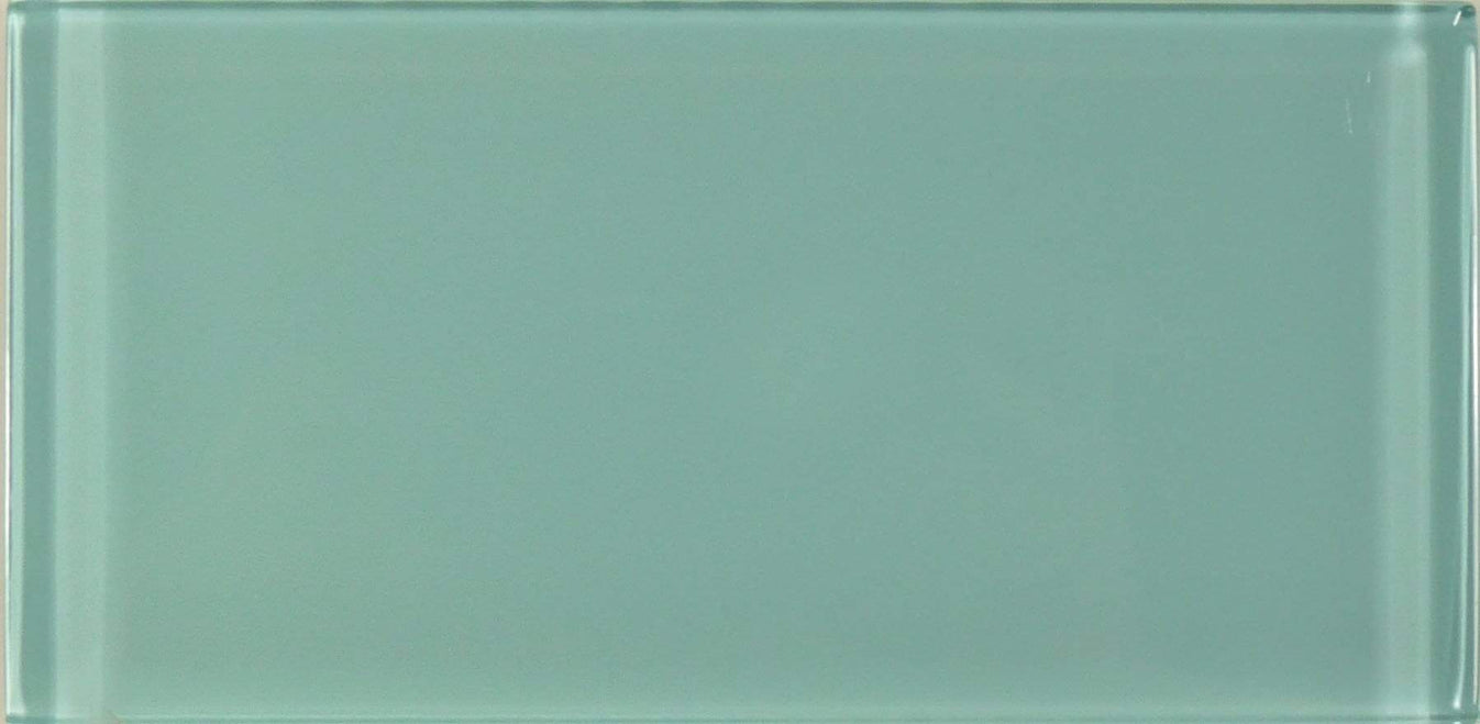 3'' x 6'' Green Glass Subway Tile Glossy C08-1