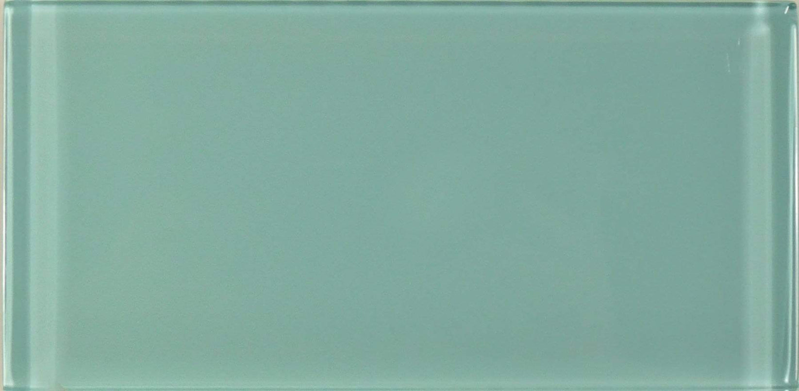 3'' x 6'' Green Glass Subway Tile Glossy C08-1