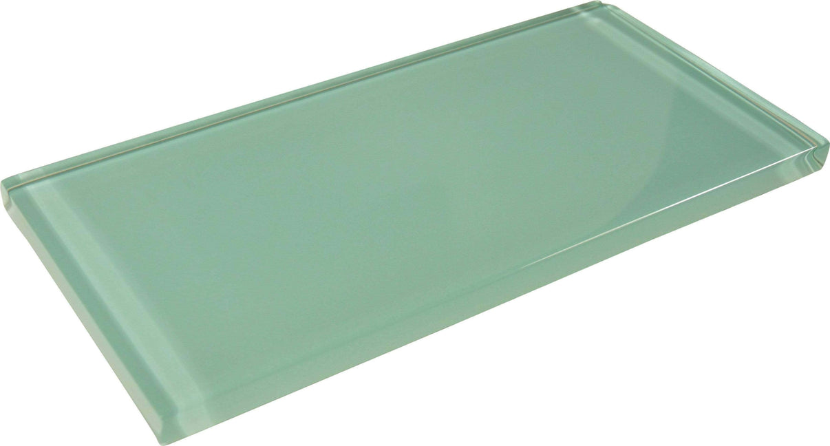 3'' x 6'' Green Glass Subway Tile Glossy C08-1