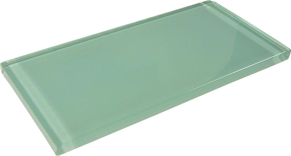 3'' x 6'' Green Glass Subway Tile Glossy C08-1
