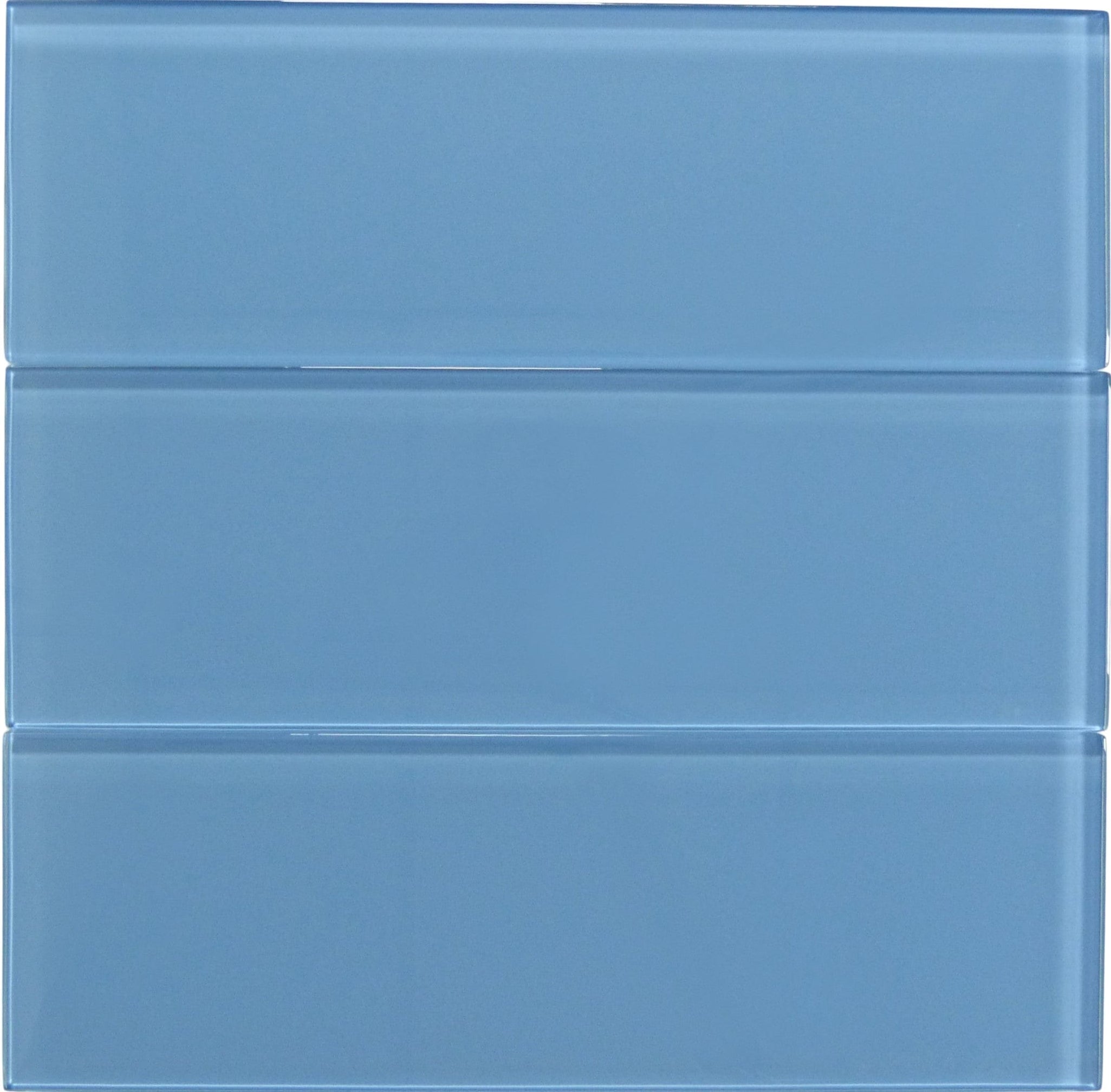 4'' x 12'' Blue Glass Subway Tile Glossy C10