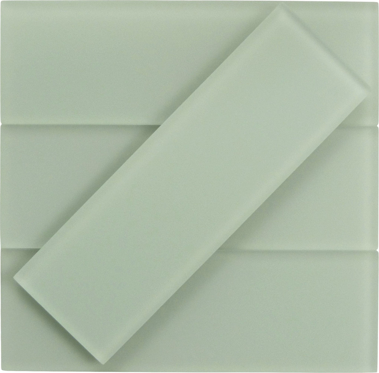 4'' x 12'' Green Glass Subway Tile Frosted C02