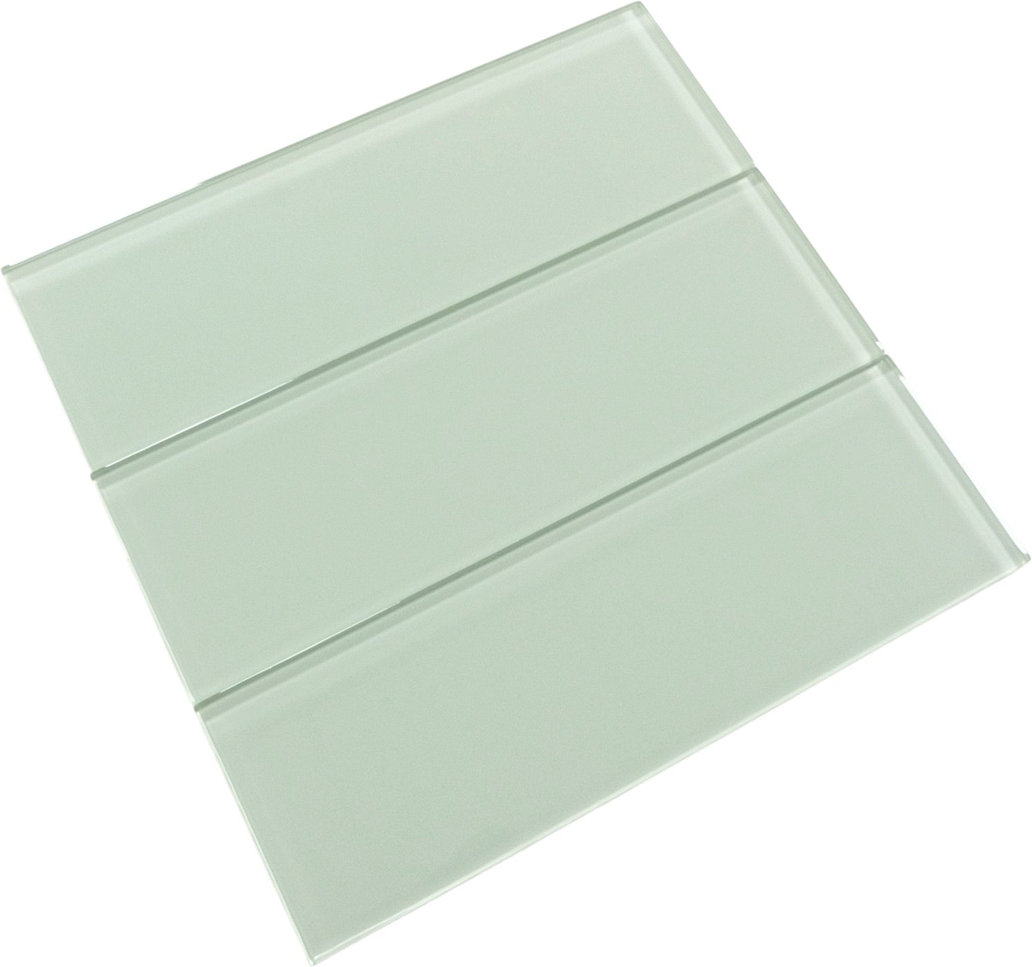 4'' x 12'' Green Glass Subway Tile Glossy C01