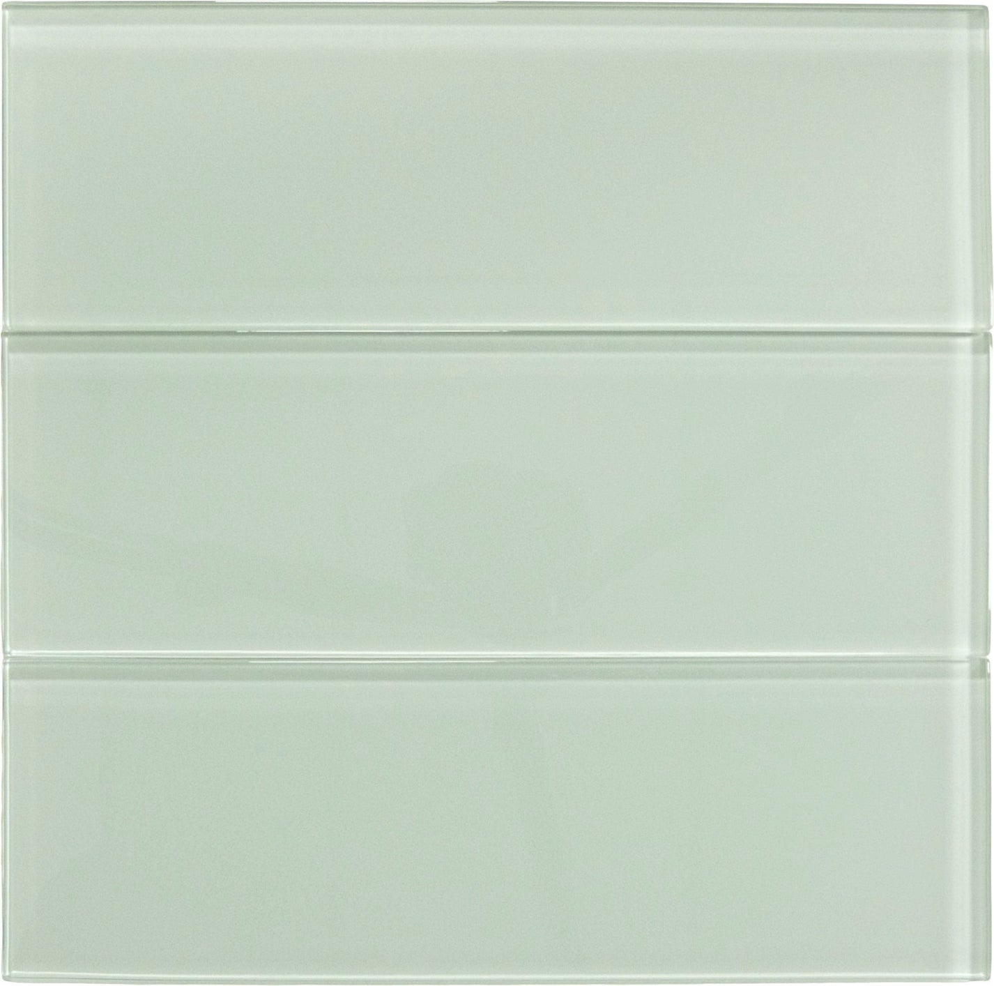 4'' x 12'' Green Glass Subway Tile Glossy C01
