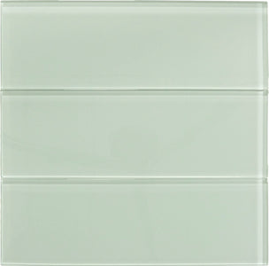 4'' x 12'' Green Glass Subway Tile Glossy C01