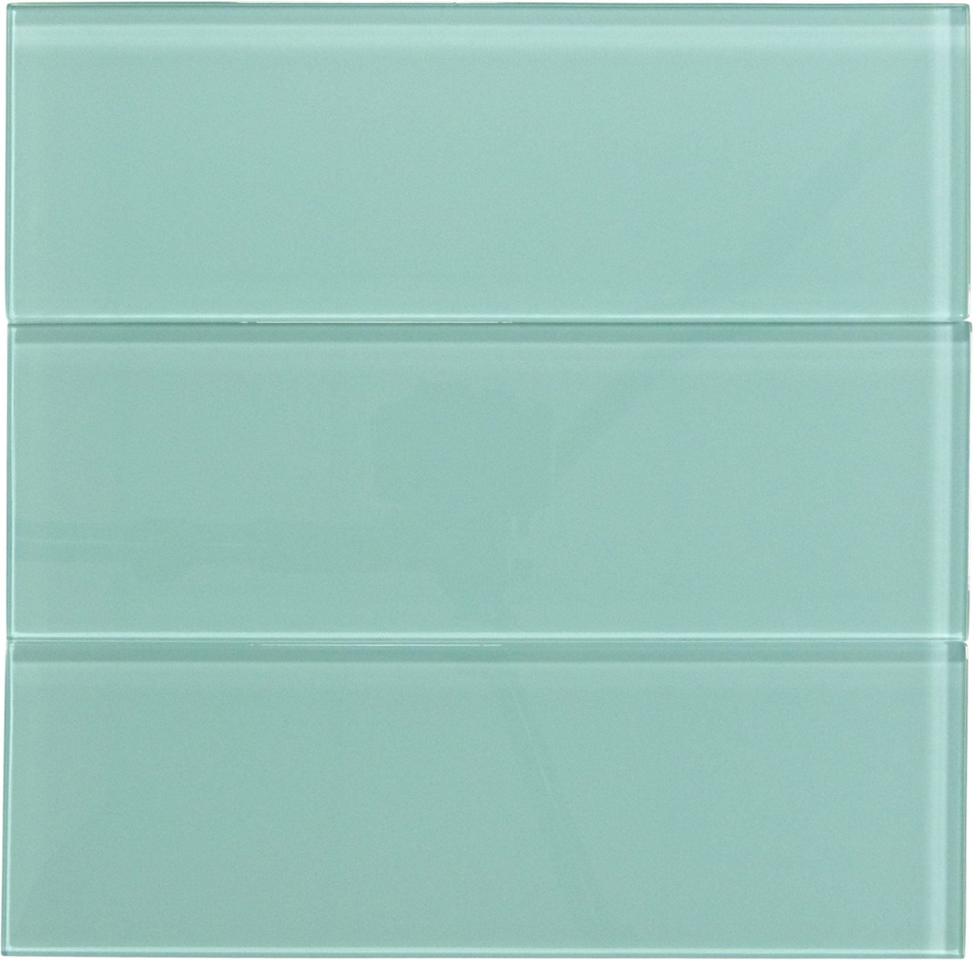 4'' x 12'' Green Glass Subway Tile Glossy C08