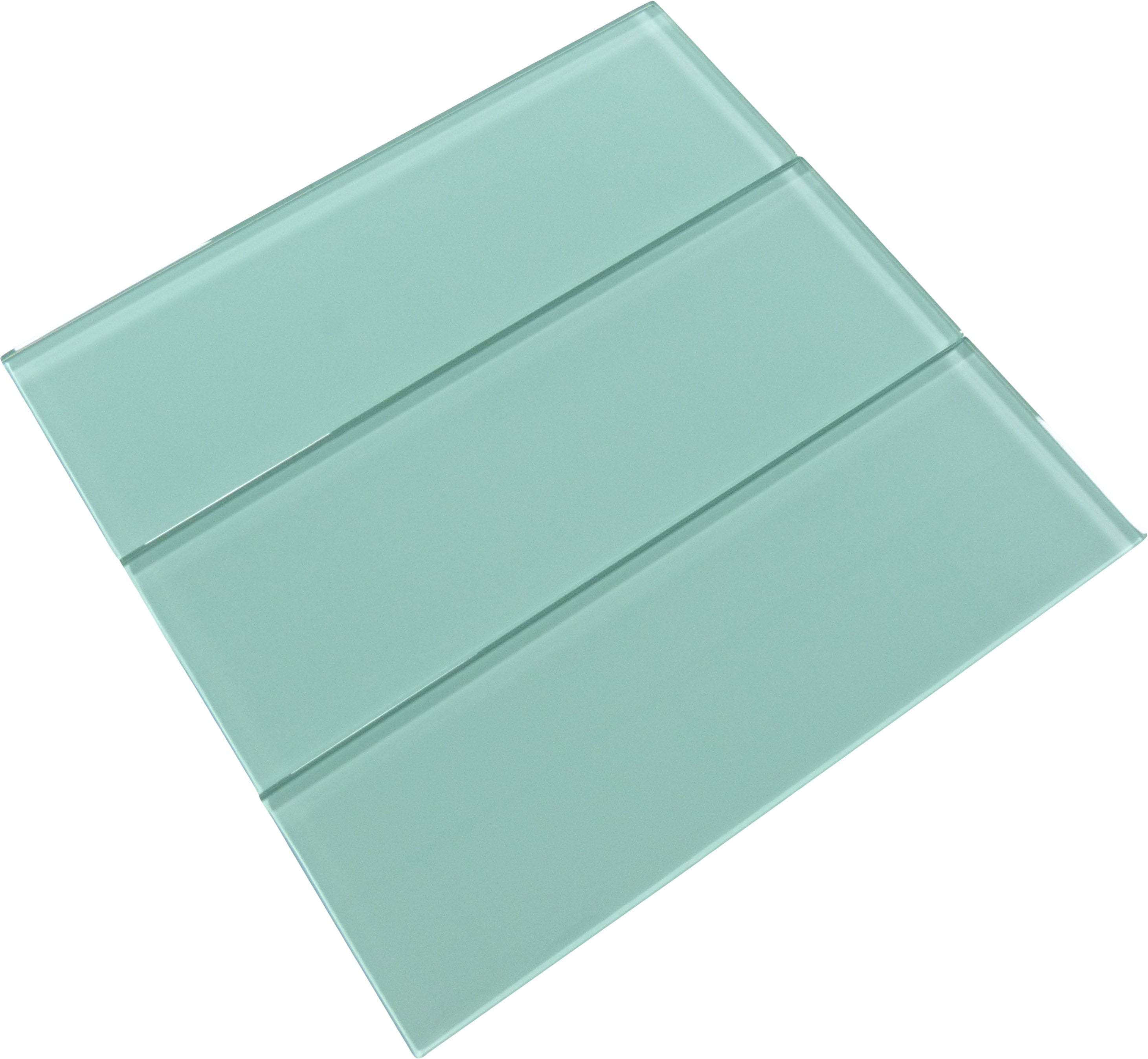 4'' x 12'' Green Glass Subway Tile Glossy C08