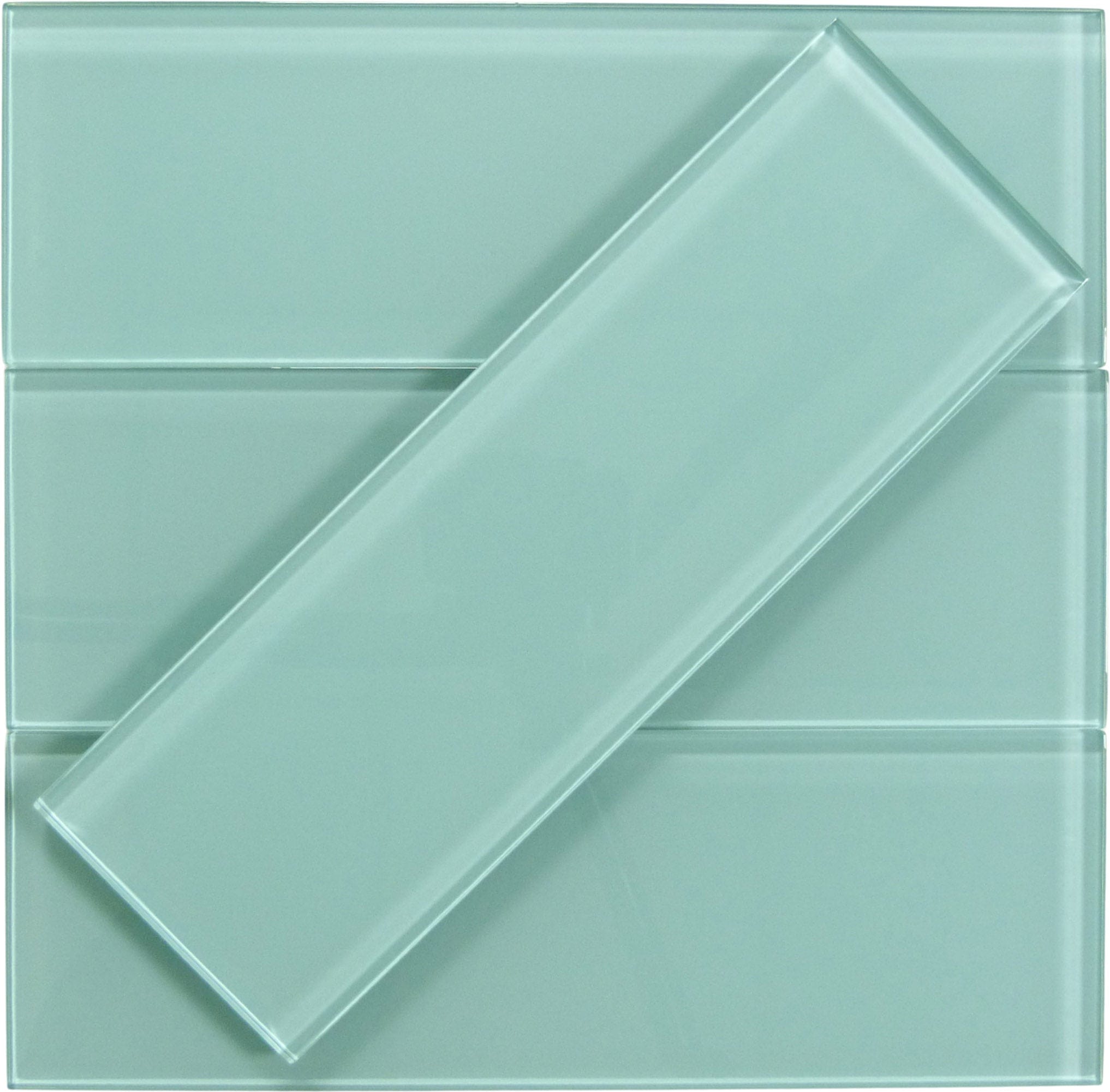 4'' x 12'' Green Glass Subway Tile Glossy C08