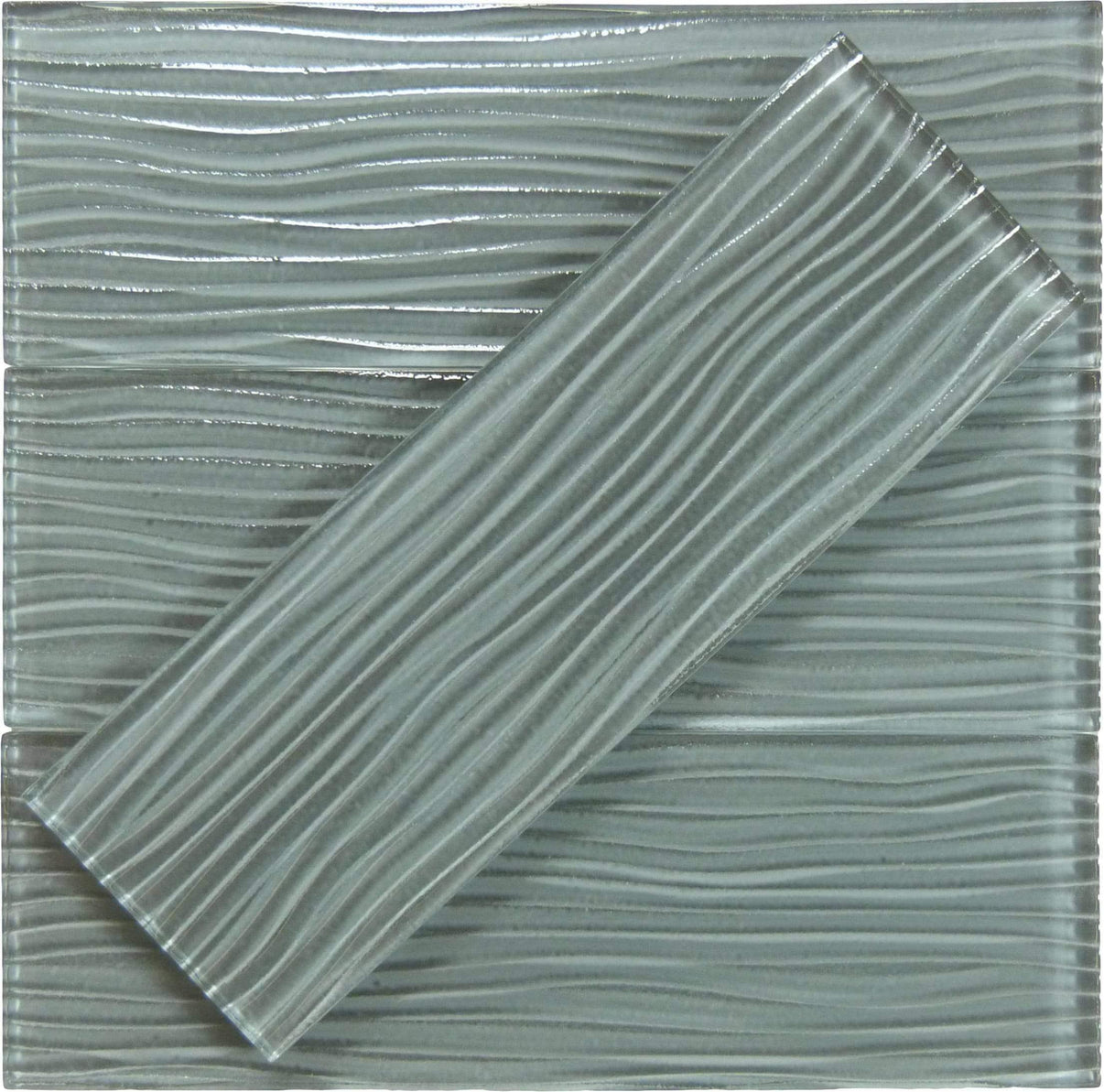4'' x 12'' Grey Glass Subway Tile Glossy C07-W