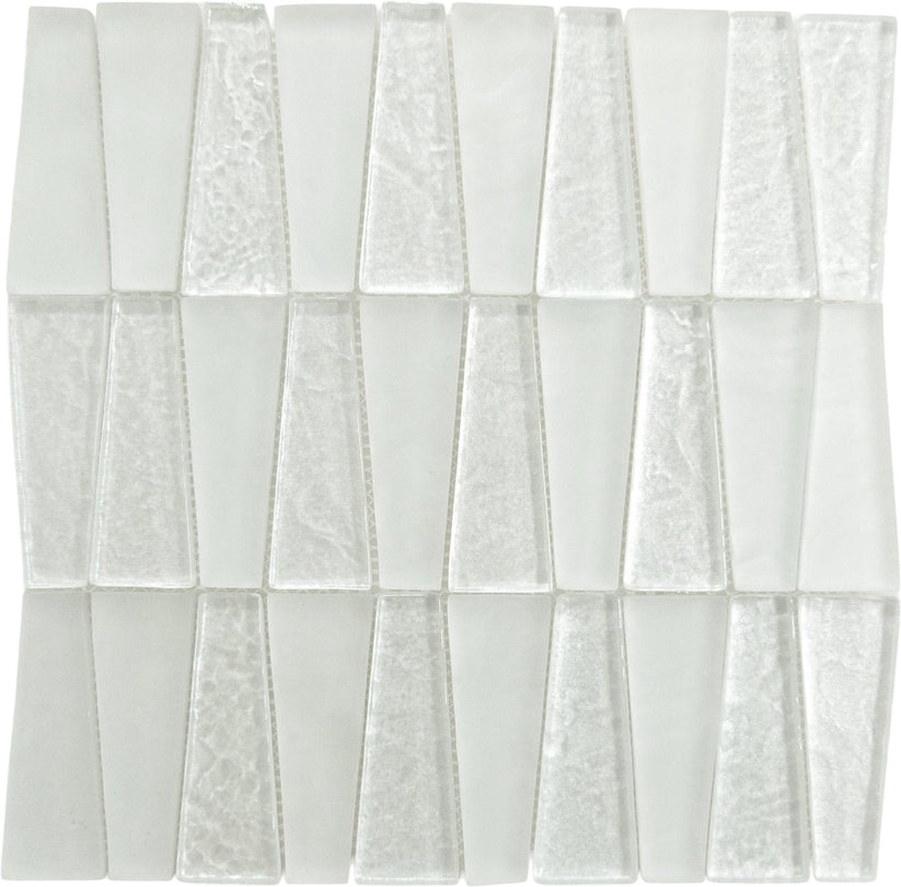 Alawai Shine Trapezoid White Glossy and Frosted Glass Tile | Glazzio Tiles