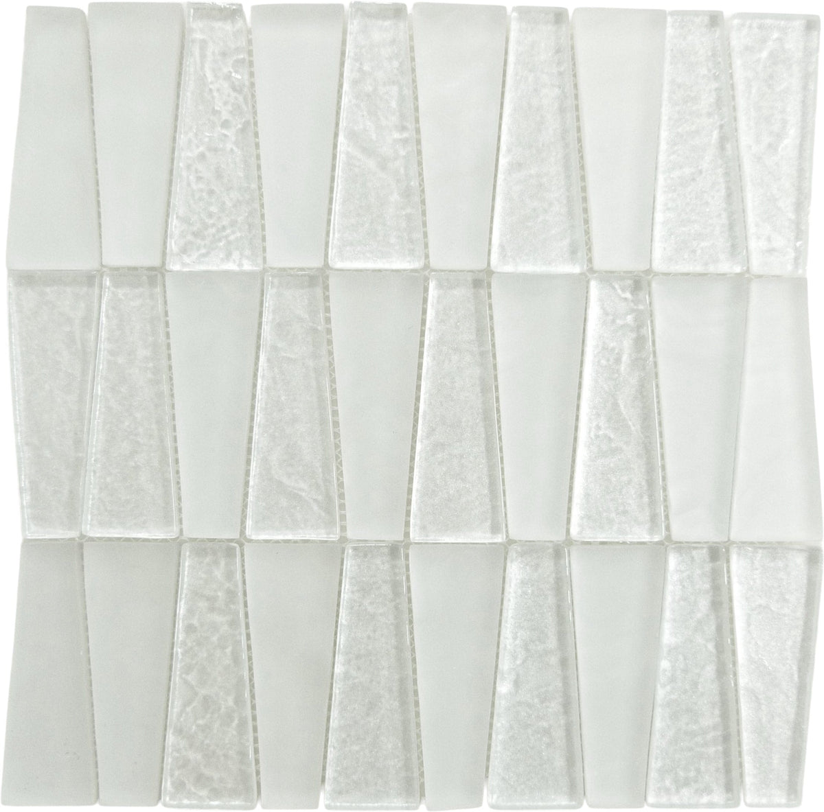 Alawai Shine Trapezoid White Glossy and Frosted Glass Tile | Glazzio Tiles