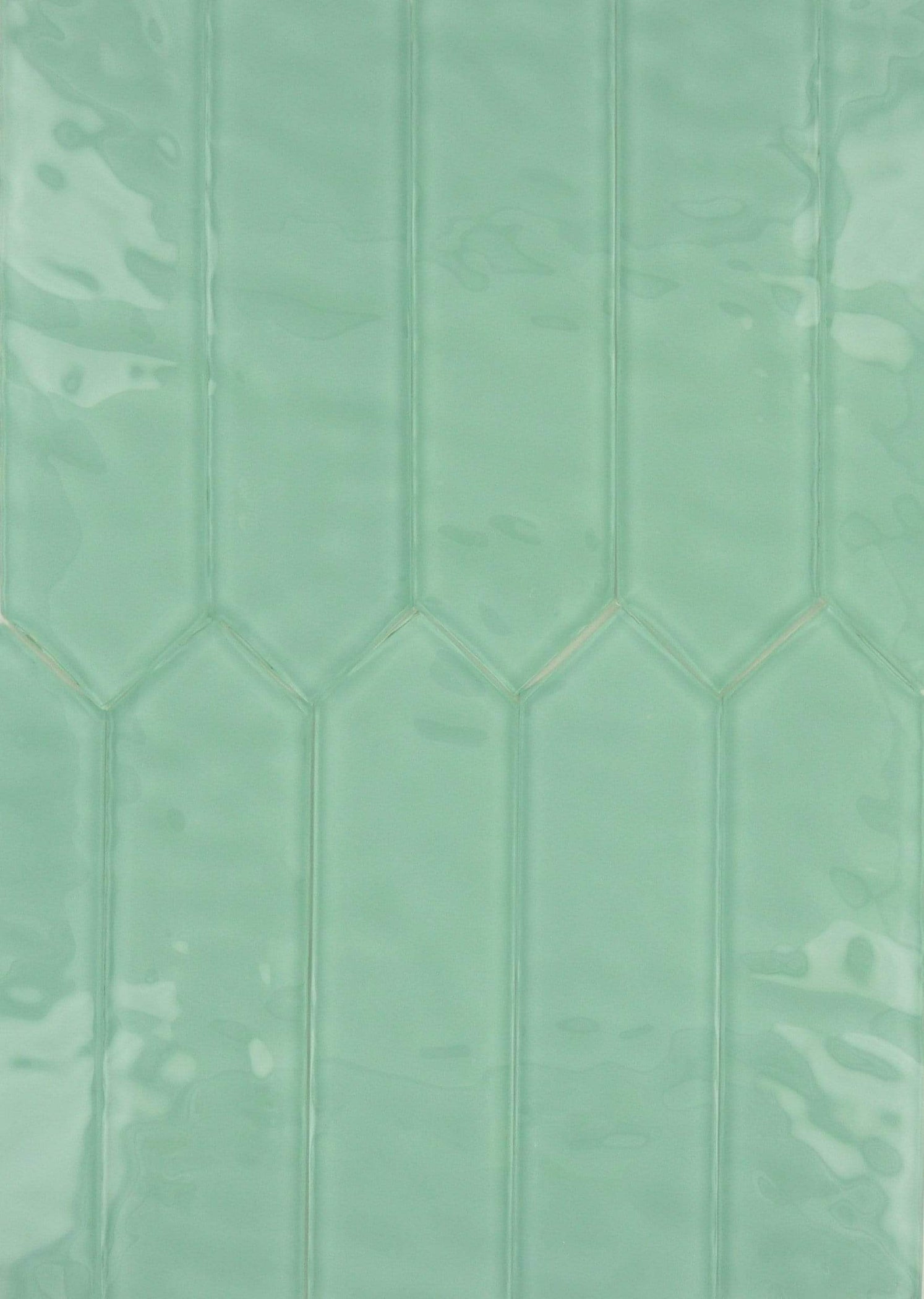 Aqua 3" x 10" Elongated Hexagon Rippled Tile