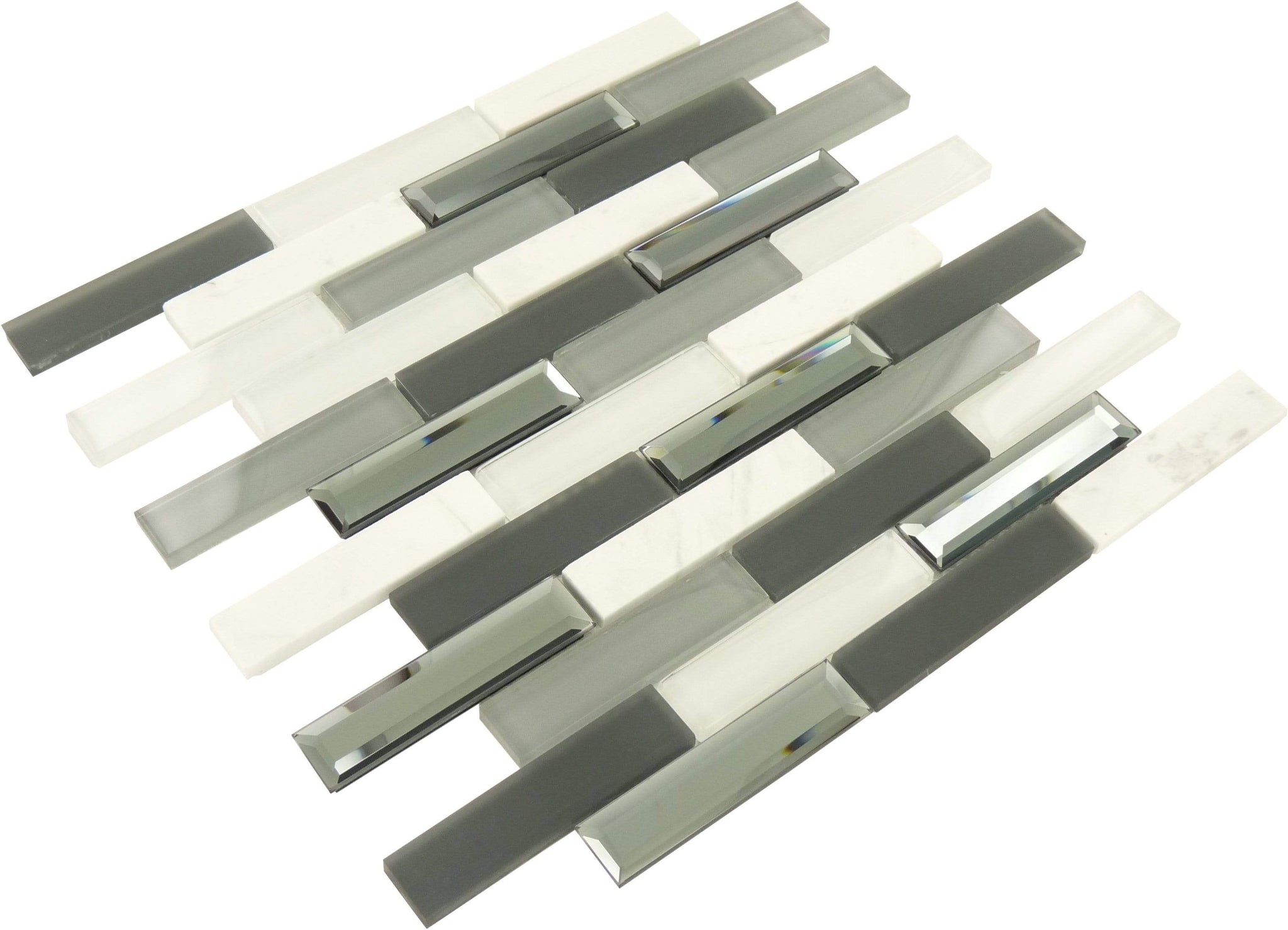 Beveled Castel Azure Gardens Glass & Stone Tile BCA655