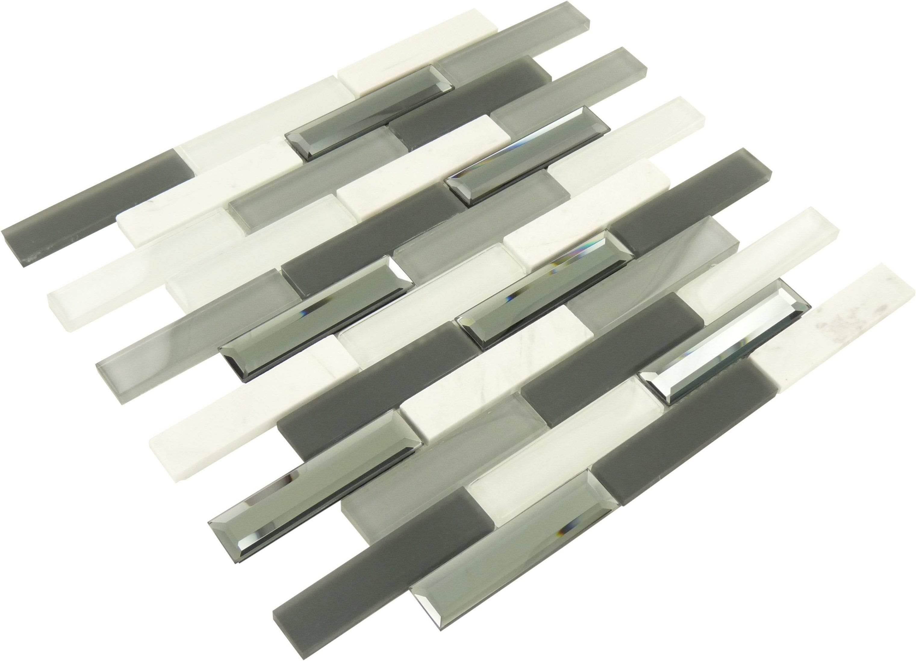 Beveled Castel Azure Gardens Glass & Stone Tile BCA655